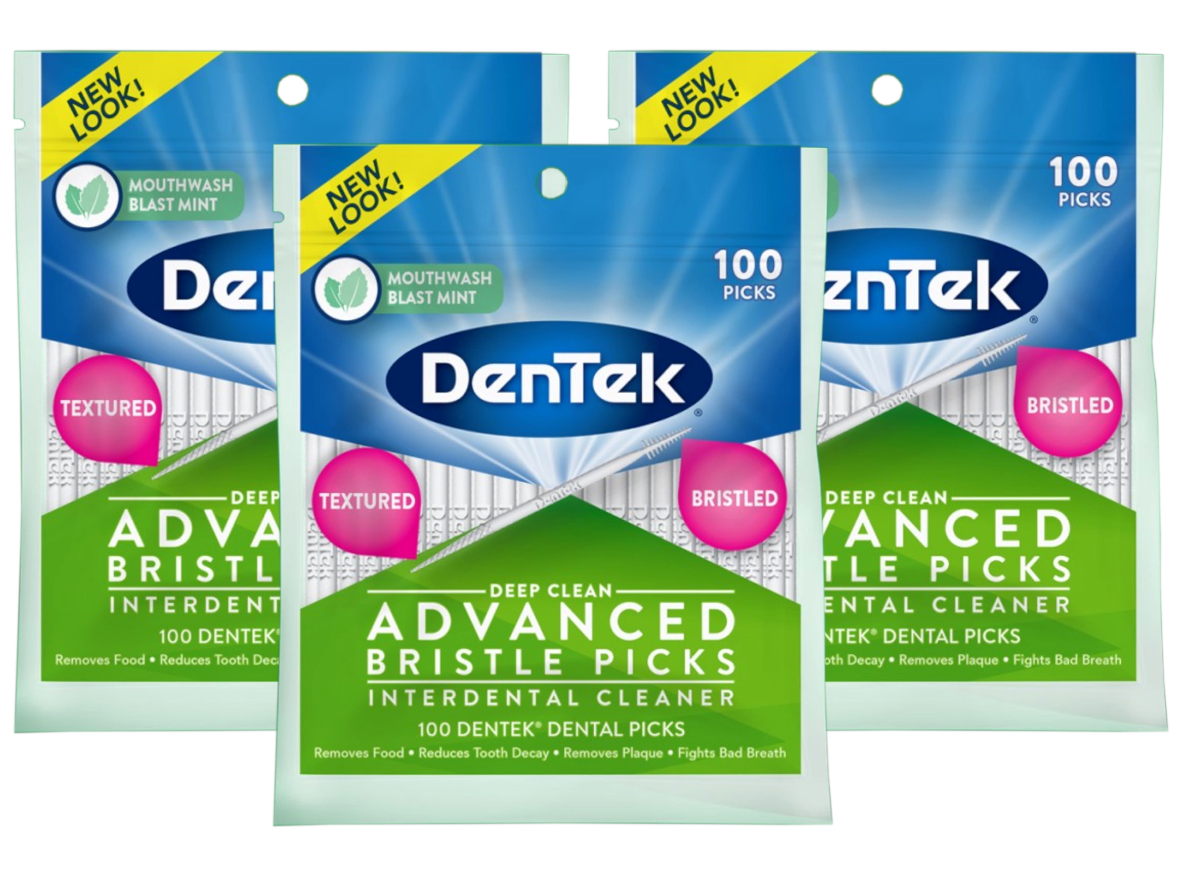 DenTek Deep Clean Advanced Bristle Picks, Removes Food & Plaque, 100 ...