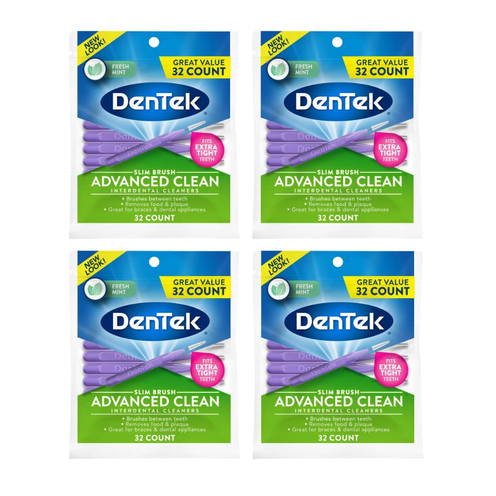 Dentek Dentek Slim Brush Cleaners, 32 Each (Pack Of 4) - Walmart.com