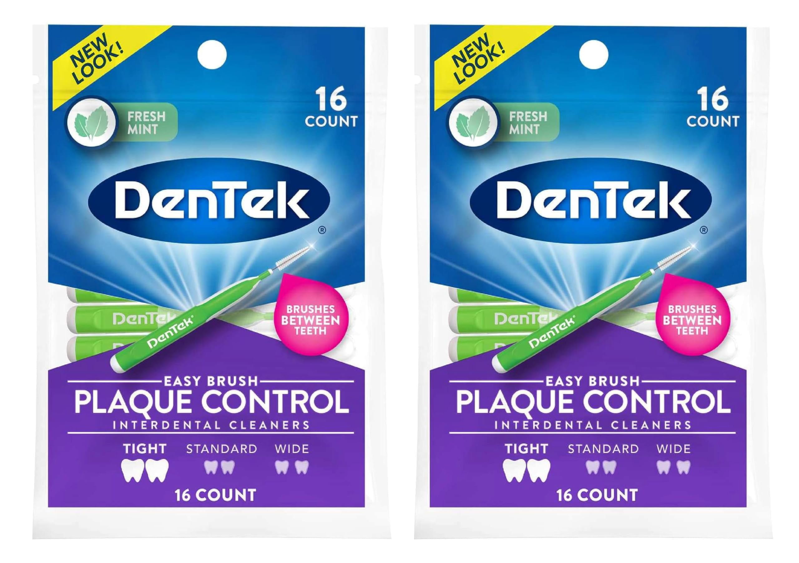 Dentek Easy Brush Plaque Control Interdental Cleaners, Tight, 16 Count ...