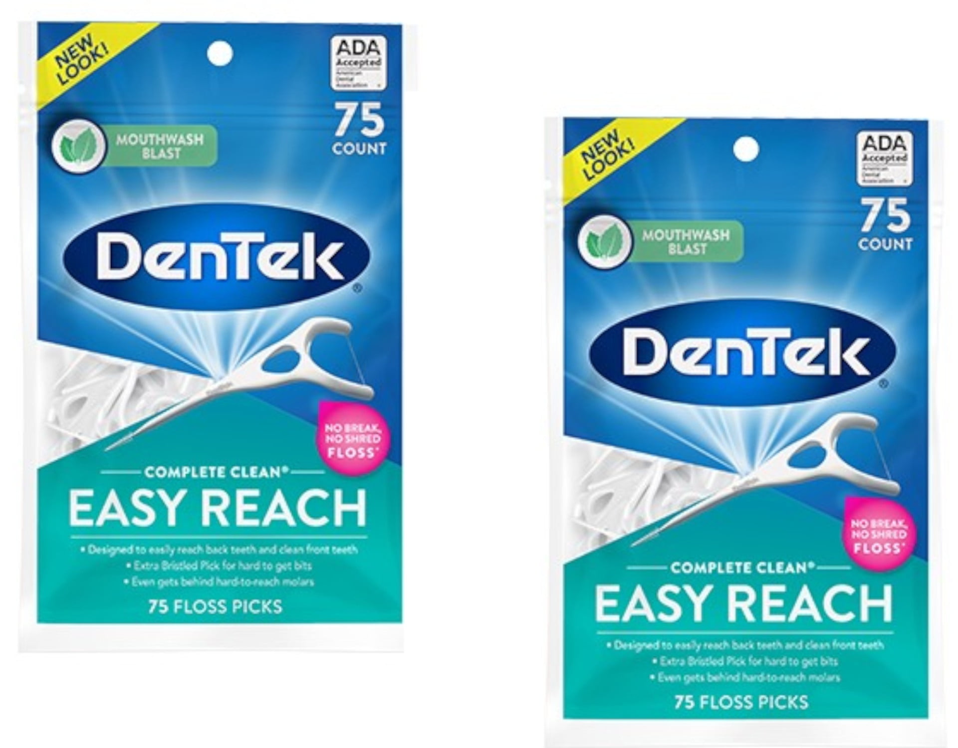 Dentek Floss Picks Complete Clean Back Teeth 75 Count (2 Pack ...
