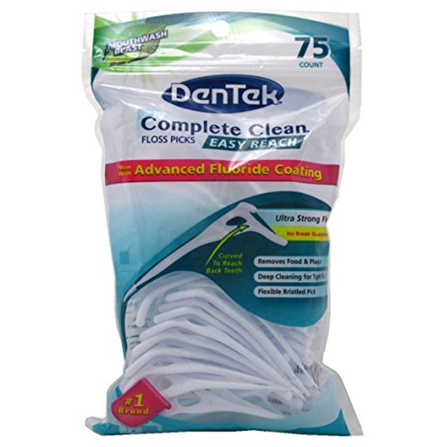 Dentek Floss Picks Complete Clean Back Teeth 75 Count (3 Pack ...