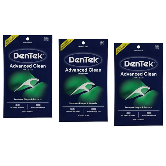 Dentek Floss Picks Triple Clean 90 Count (Pack of 3) - Walmart.com