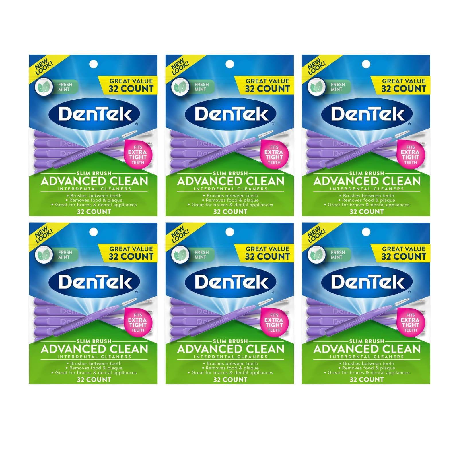 Dentek Slim Brush 32 Count Deep Clean Tight Teeth (6 Pack) - Pack Of 1 - Walmart.com