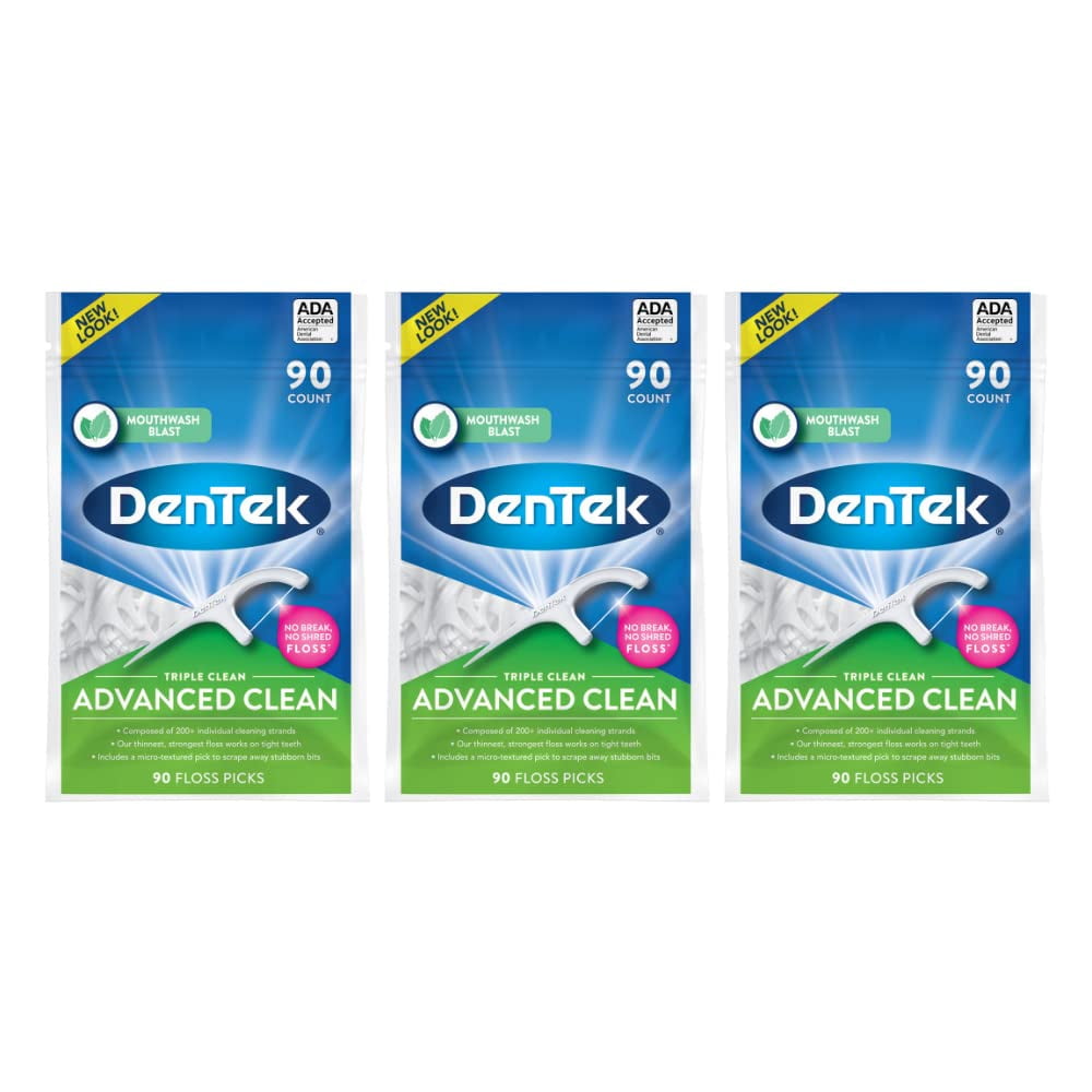 Dentek Triple Clean Advanced Clean Floss Picks (90 Count (Pack Of 3 ...