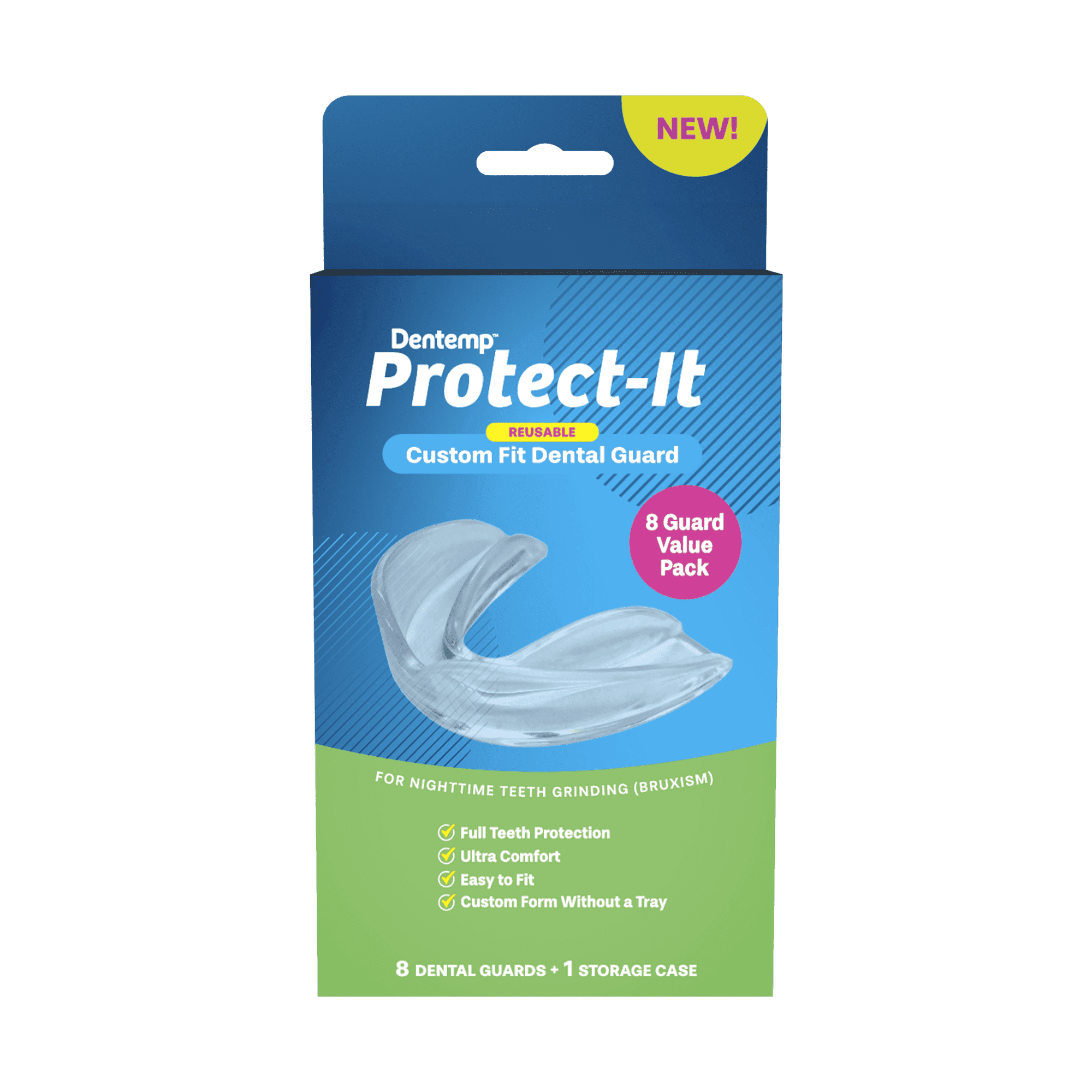 Dentemp Protect-It, Reusable Custom Fit Dental Guard, 8 Dental Guards ...