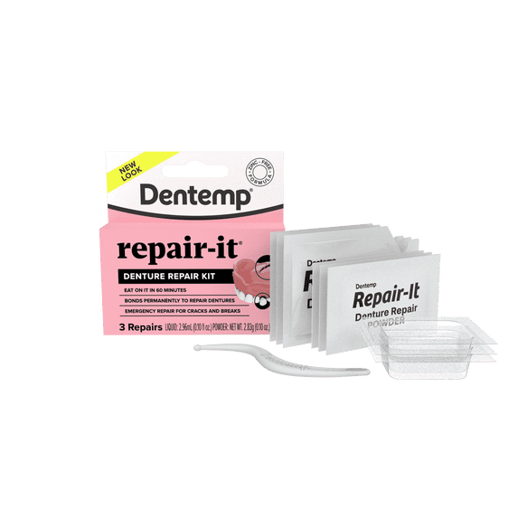 Dentemp, Repair-it Denture Care Kit, 3 Repairs, Easy to Use - Walmart.com