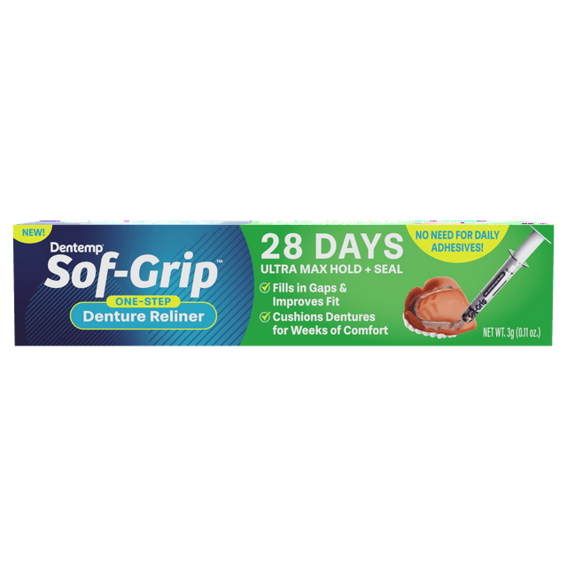 Dentemp Sof-Grip One-Step Denture Reliner 3g – Long Lasting Denture Repair for Loose Fitting ...