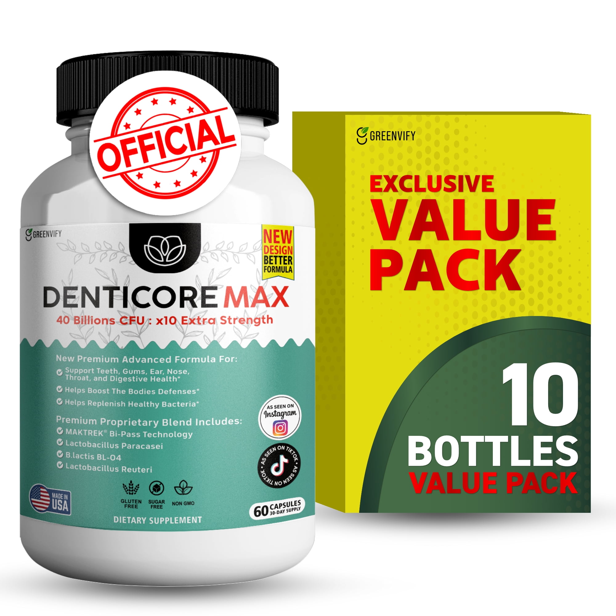 DentiCore Max – Advanced Oral Probiotics for Gums & Teeth Health, 40 ...