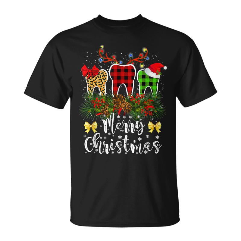 Dentist Christmas Funny Leopard Plaid Tooths Dental Costume Men Women ...