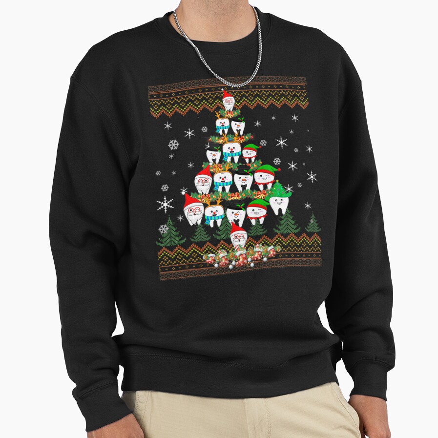 Dentist Christmas Funny Sweater Tree Teeth Funny Retro Holiday Graphic ...