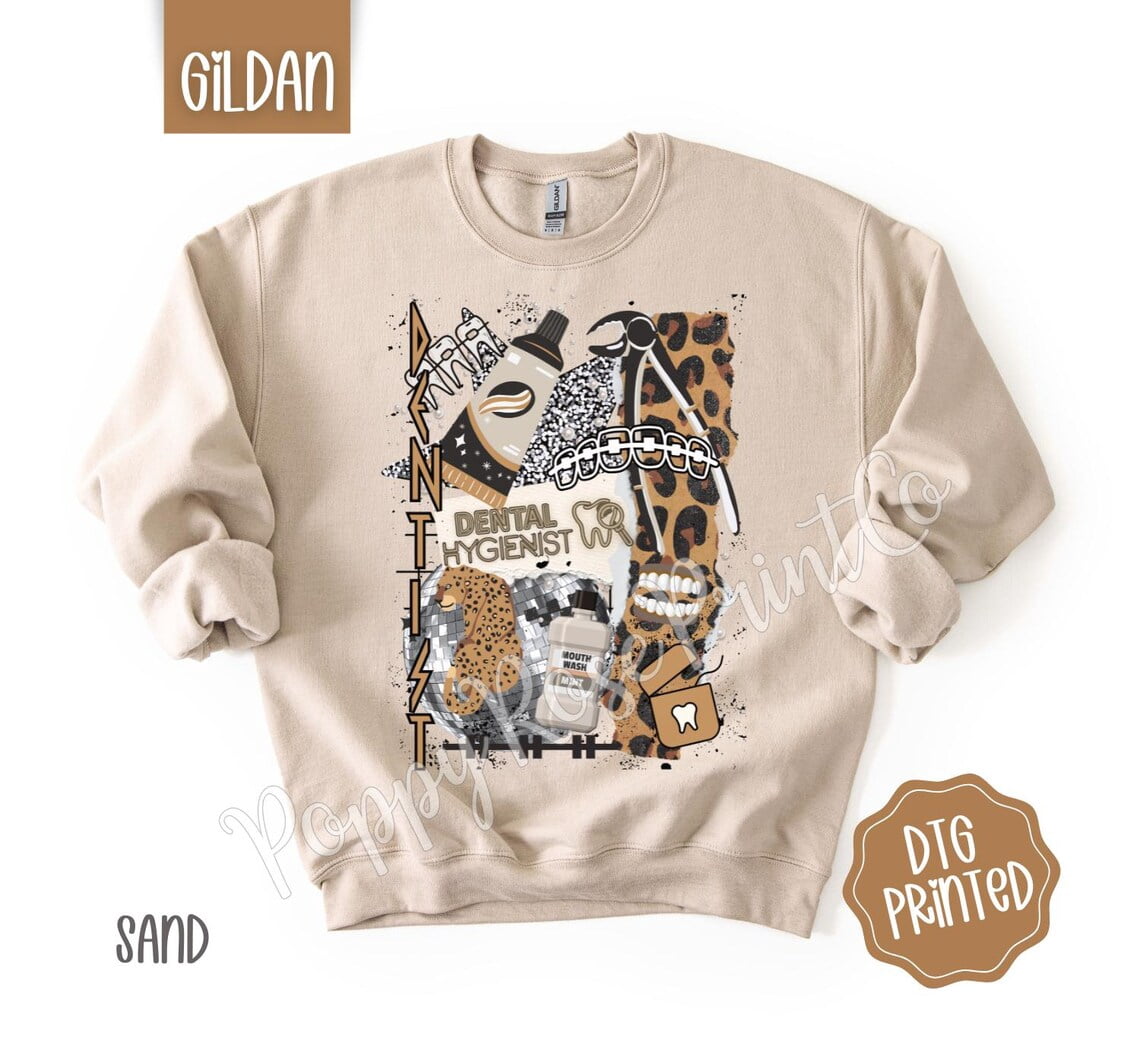 Dentist Collage Sweatshirt, Trendy Women's Crewneck, Dental Hygienist ...