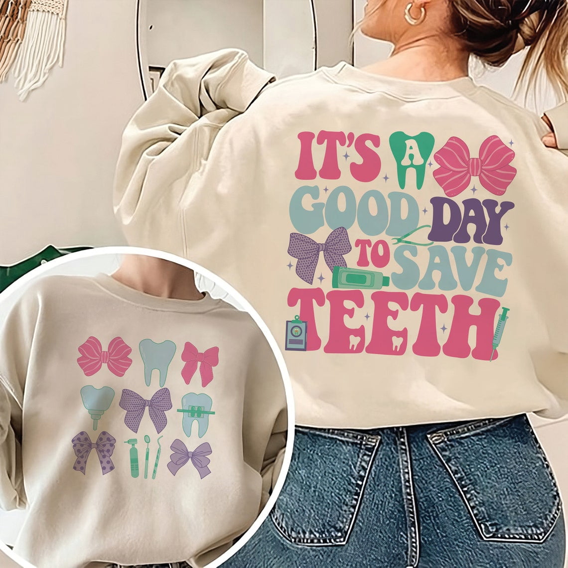 Dentist Hygienist Coquette Dental Sweatshirt - Walmart.com