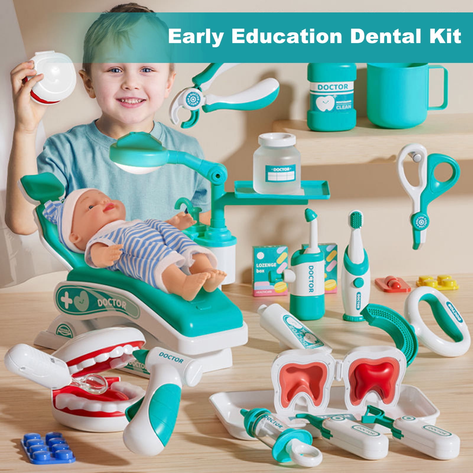 Dentist Kit for Toddlers Smart Dental Chair Playset Rotating Table ...