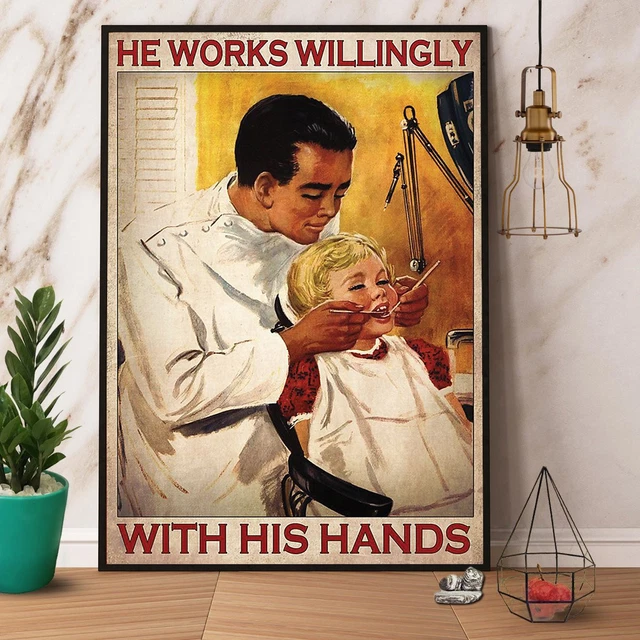 Dentist Man He Works Willingly With His Hands Care Teeth Paper Poster ...