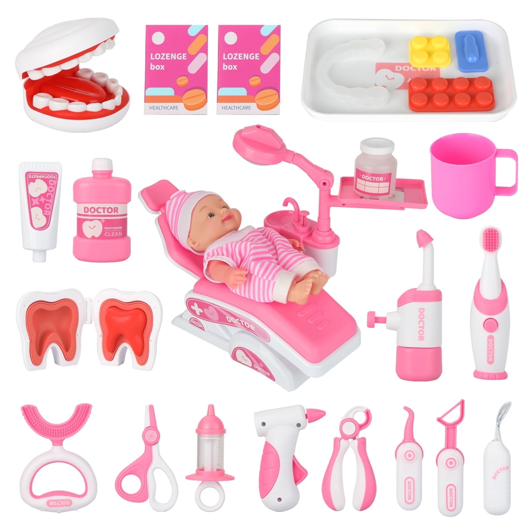 Dentist Play Set for Kids Toddlers - 31 Pieces Pretend Set of Teeth and ...
