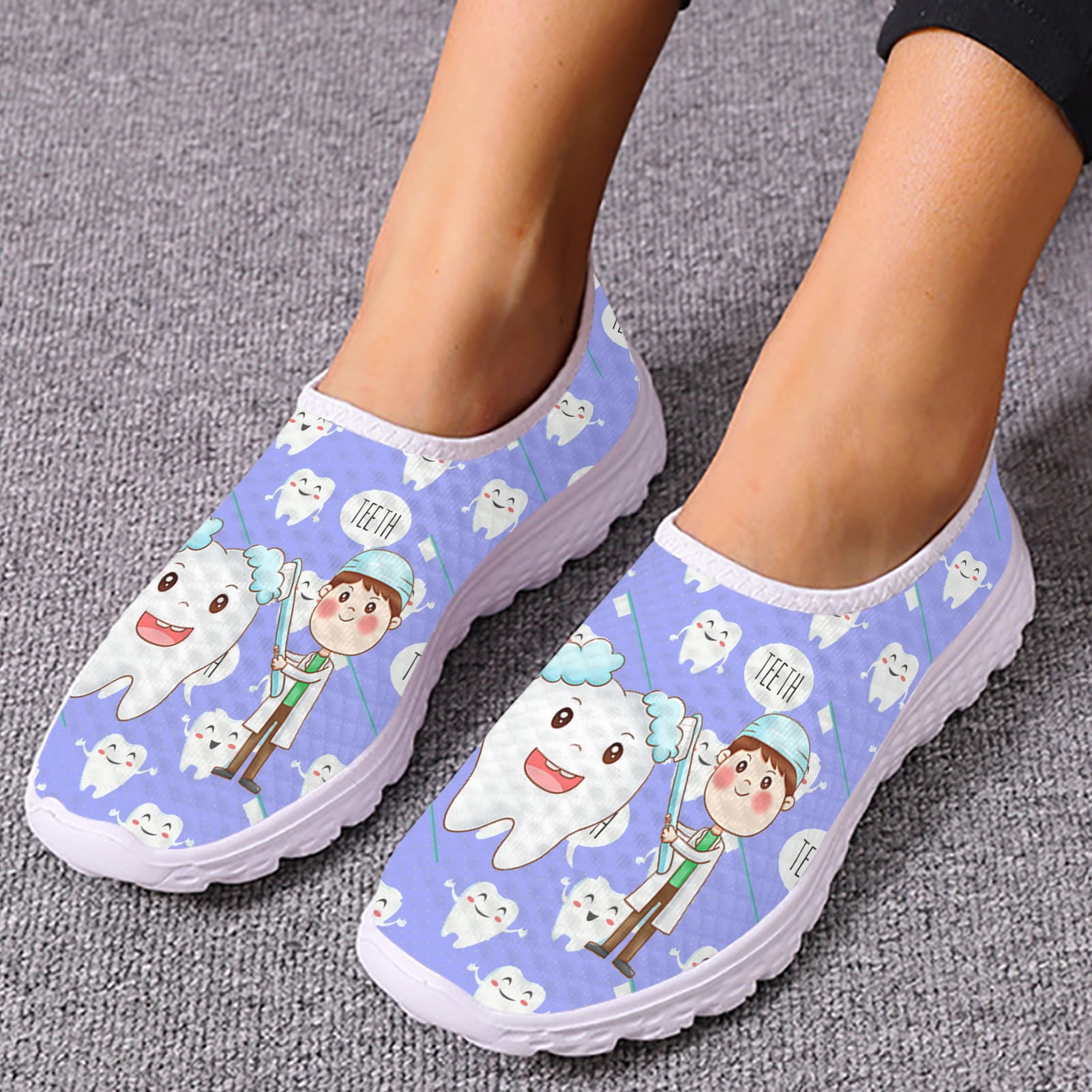 Dentist Shoes Women's Flats Cartoon Dental Nurse Print Breath Mesh ...