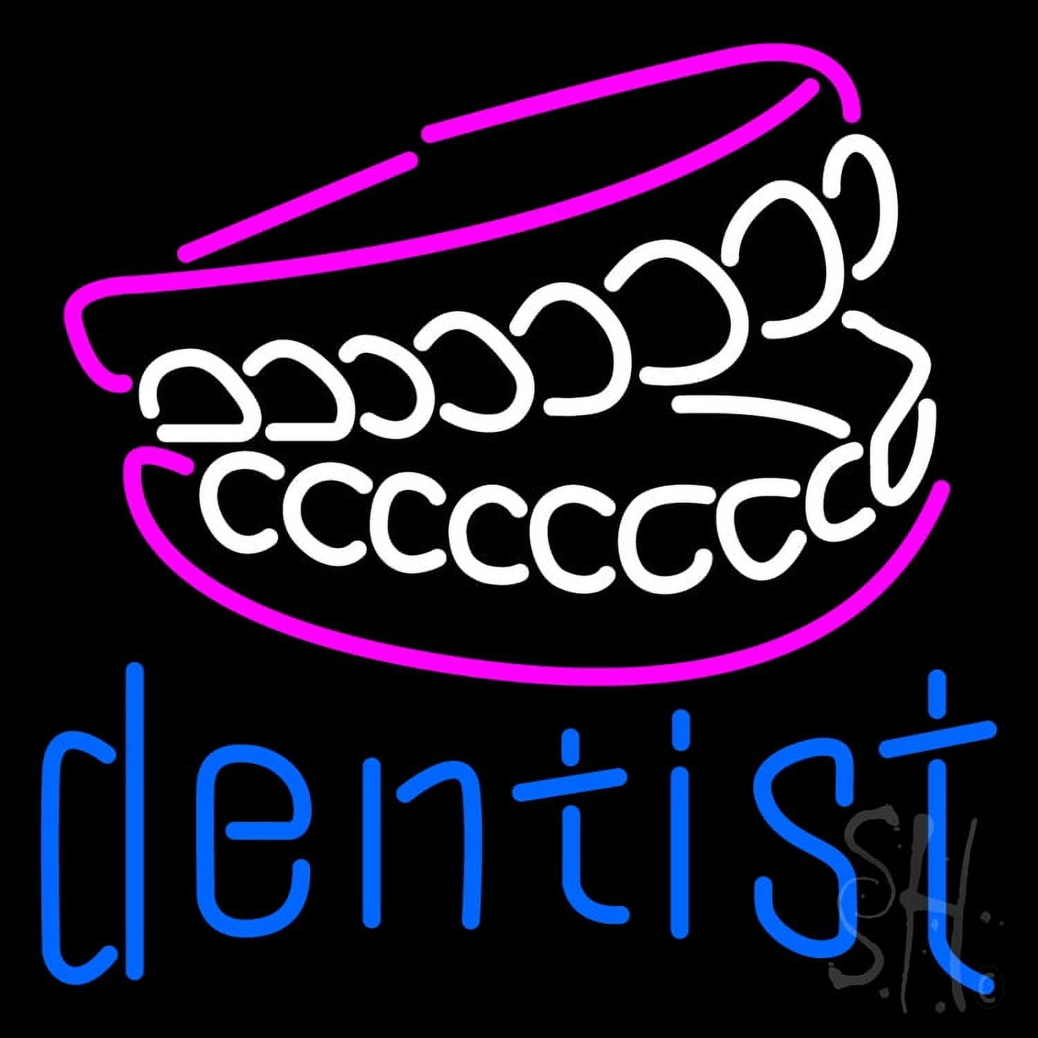 Dentist Tooth Logo LED Neon Sign 16 x 16 - inches, Black Square Cut ...