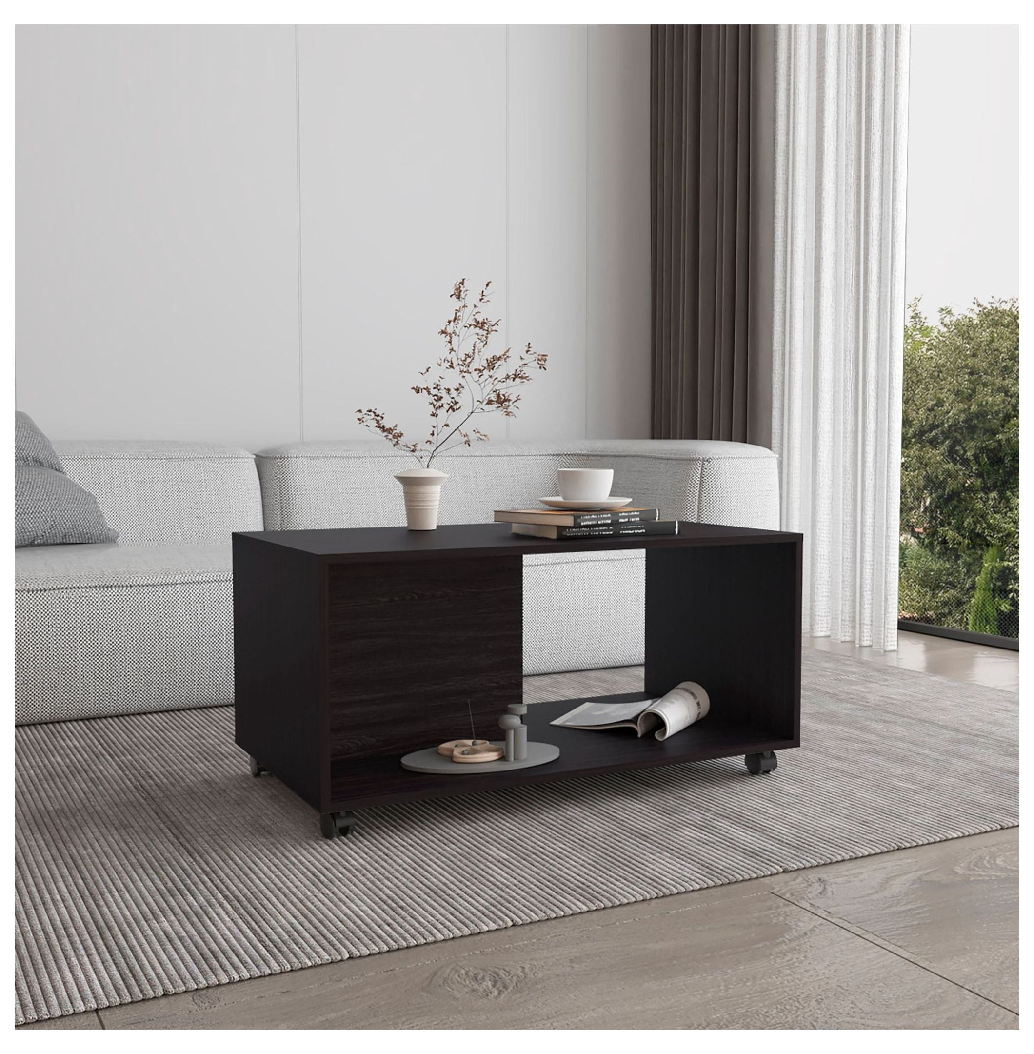 Denton Coffee Table, 4 Wheels, 1 Shelf - Walmart.com