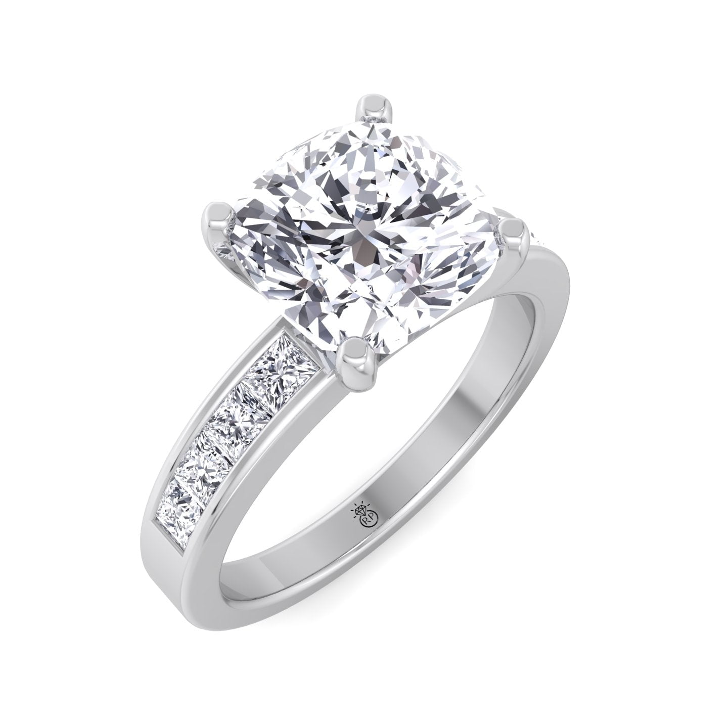 Denton - Moissanite Cushion Cut Lab Diamond Engagement Ring With ...