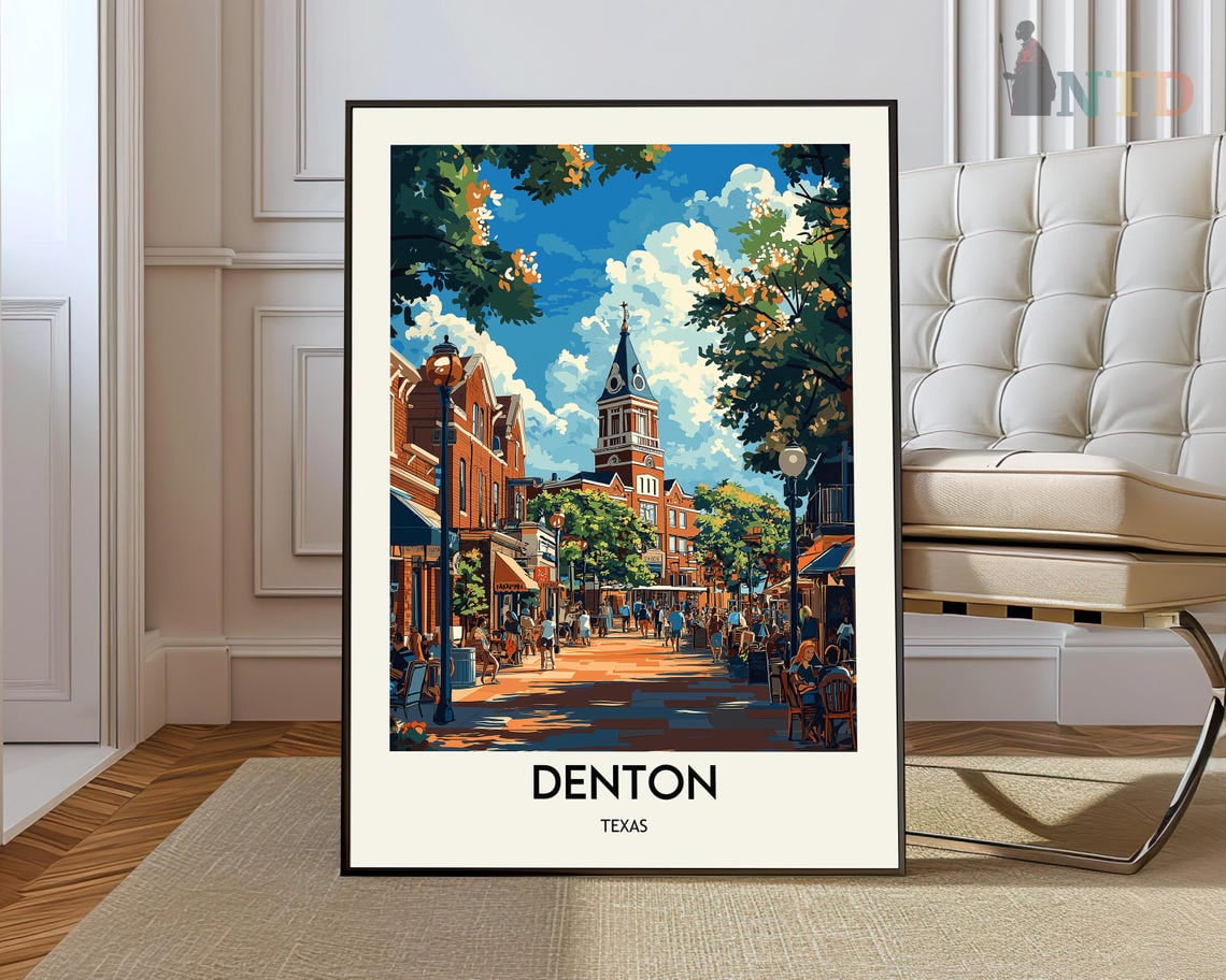 Denton Poster, Dentondenton Print, Denton Photo, Denton Poster Print, Denton Travel Poster ...