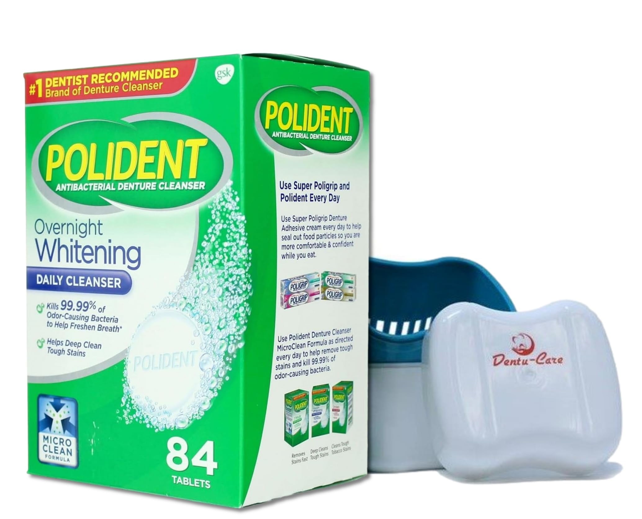 DentuCare Denture Cleaner Polident YPF5 Overnight Tablets, 84 Tablets ...