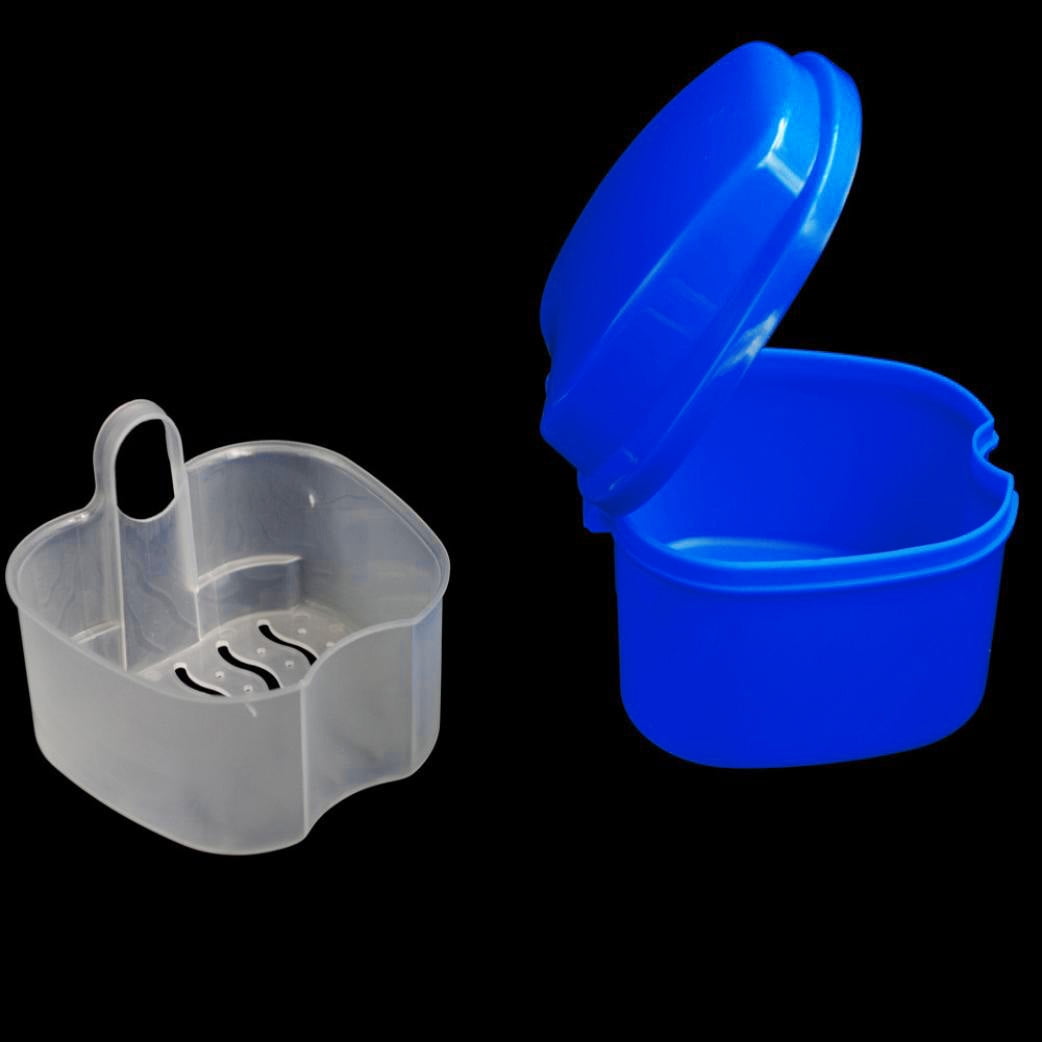 Denture Bath Box Case Dental False Teeth Storage Box with Hanging Net ...