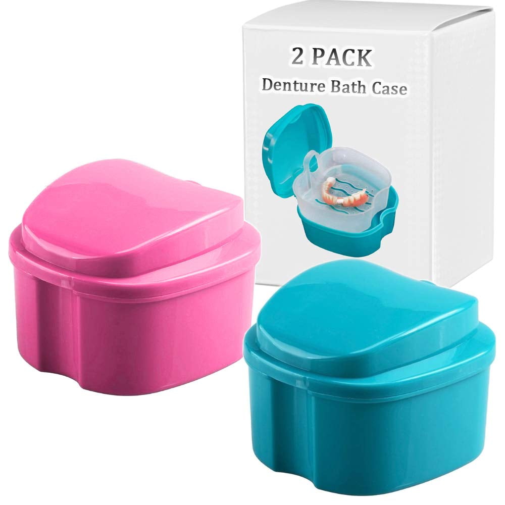 Denture Bath Box Cup, AIF9 Complete Clean Care for Dentures, Clear ...