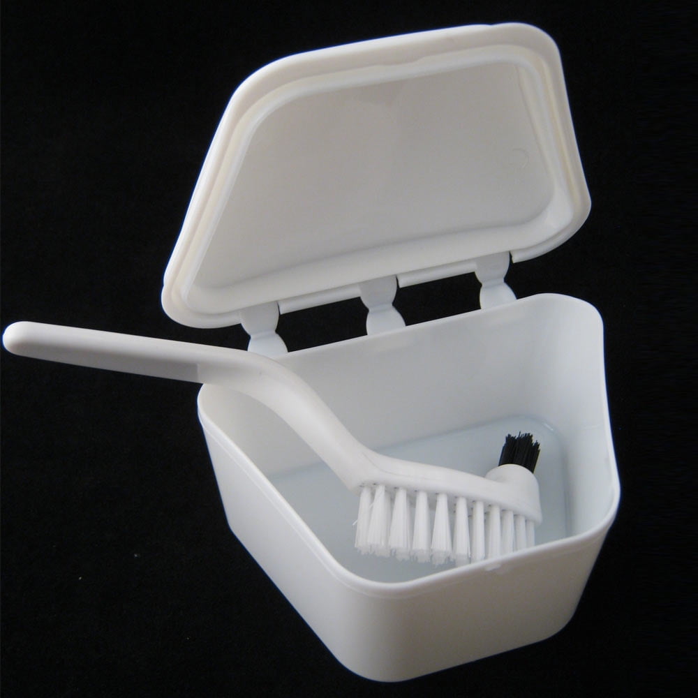 Denture Bath Brush Dental Retainer Box Orthodontic Mouth Guard Storage ...