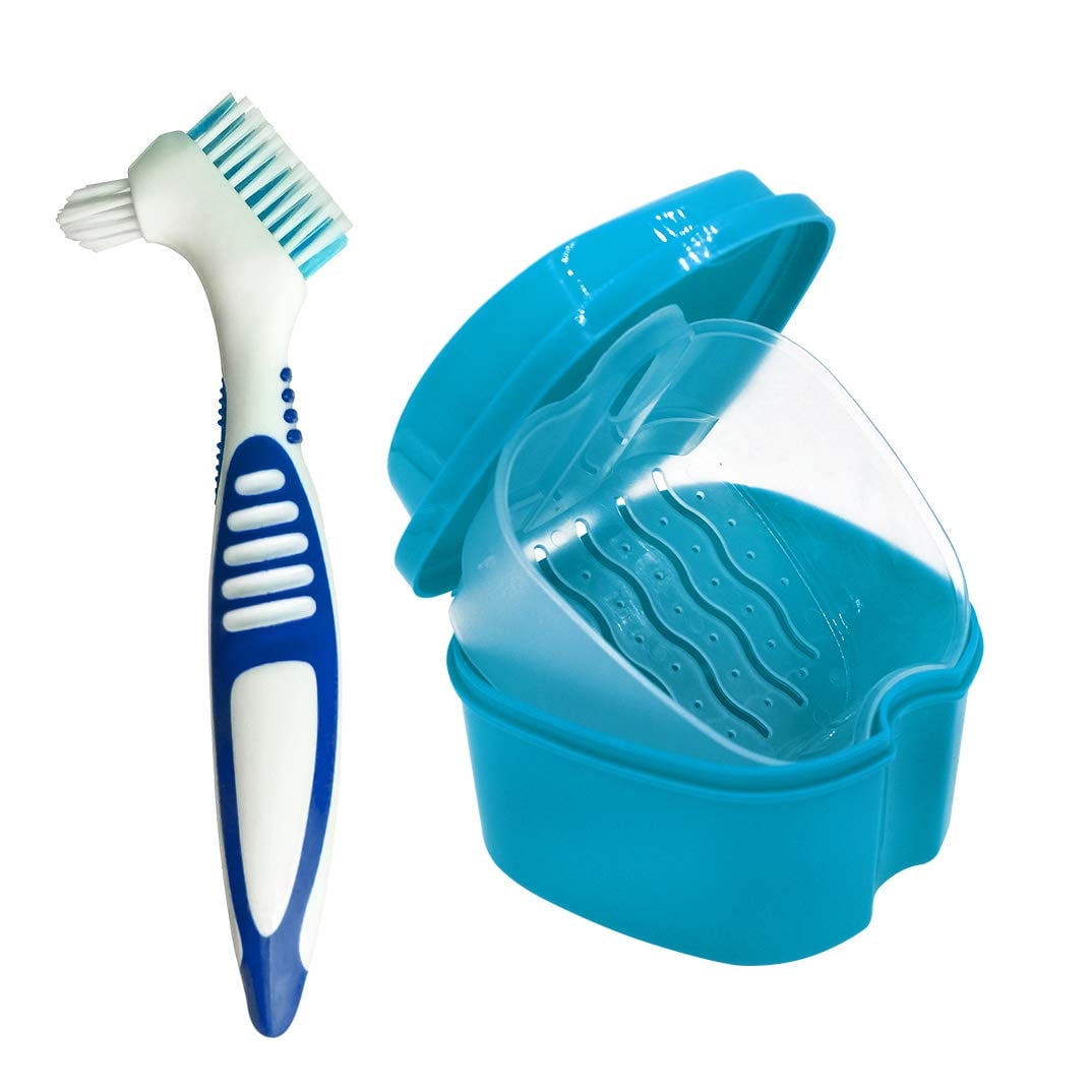 Denture Box Case with Brush, Travel Portable False Teeth Cup with ...