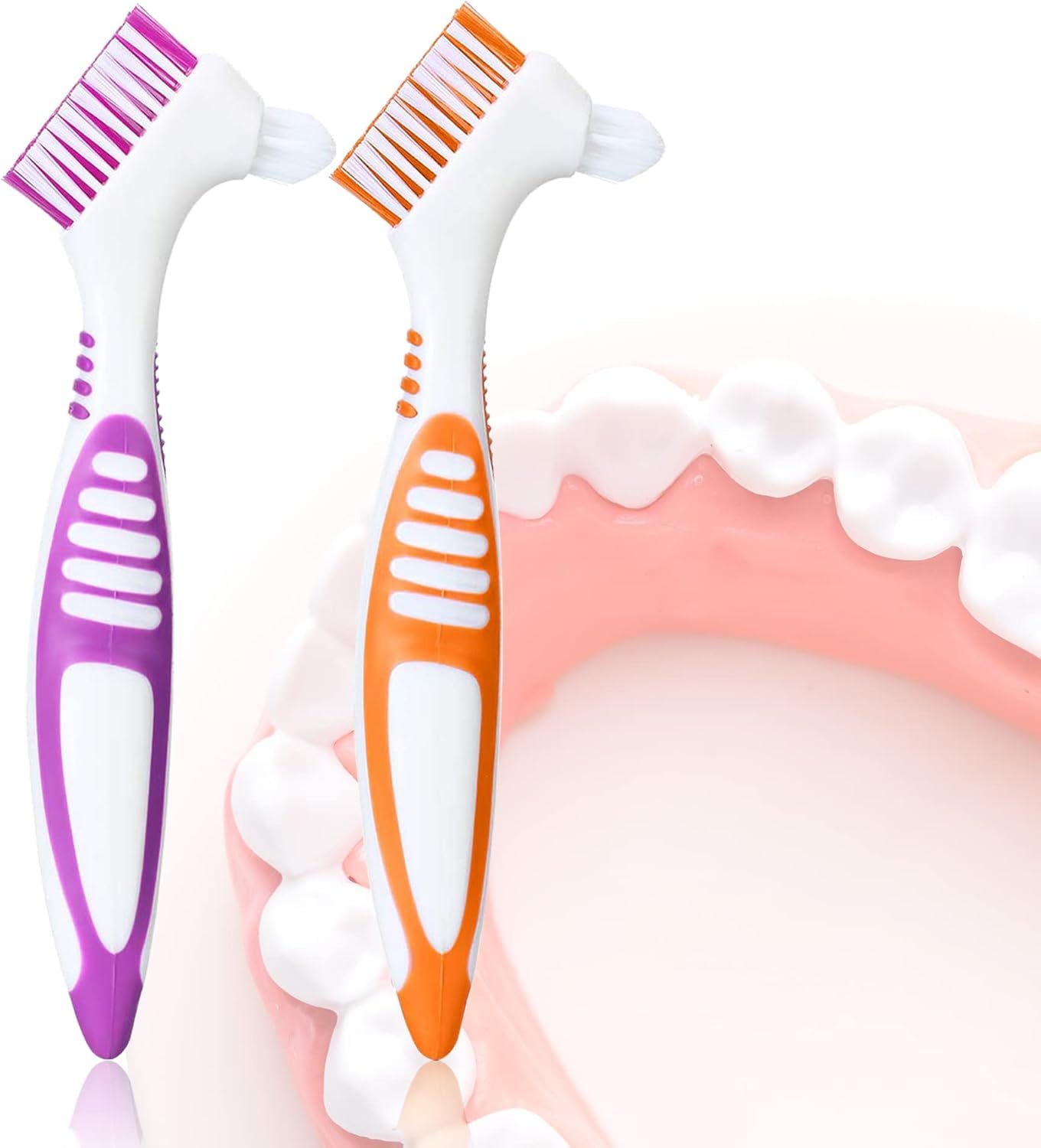 Denture Brush 2PCS Denture Toothbrushes, Cleaning Brush Double Sided ...