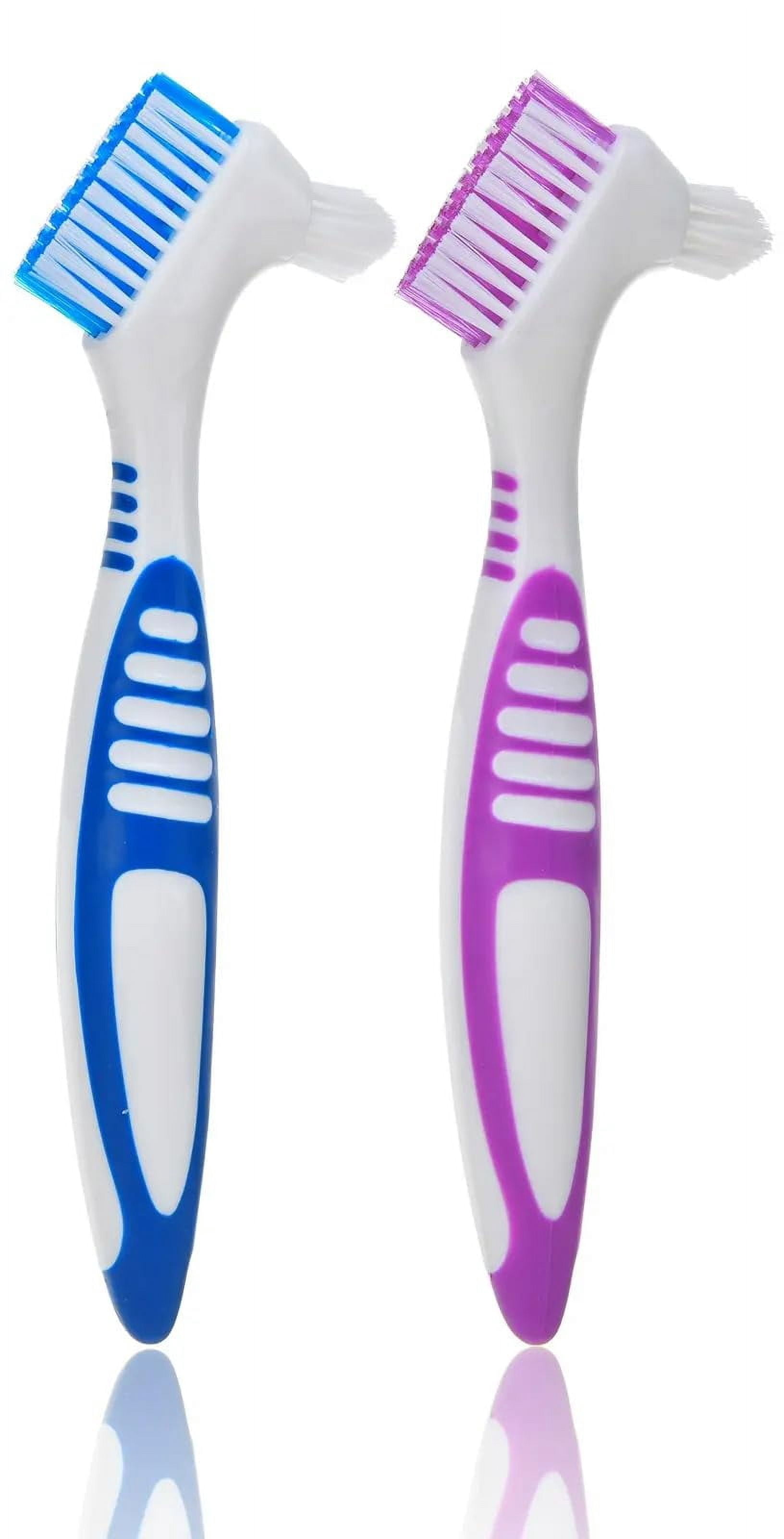 Denture Brush Hard ( IFF17 2 Pack ) Double Sided Bristles Ergonomic ...
