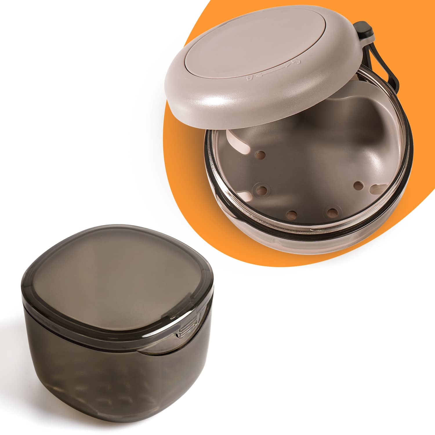 Denture Case - 2 Pack, No-Leak Denture Bath Case false teeth container ...