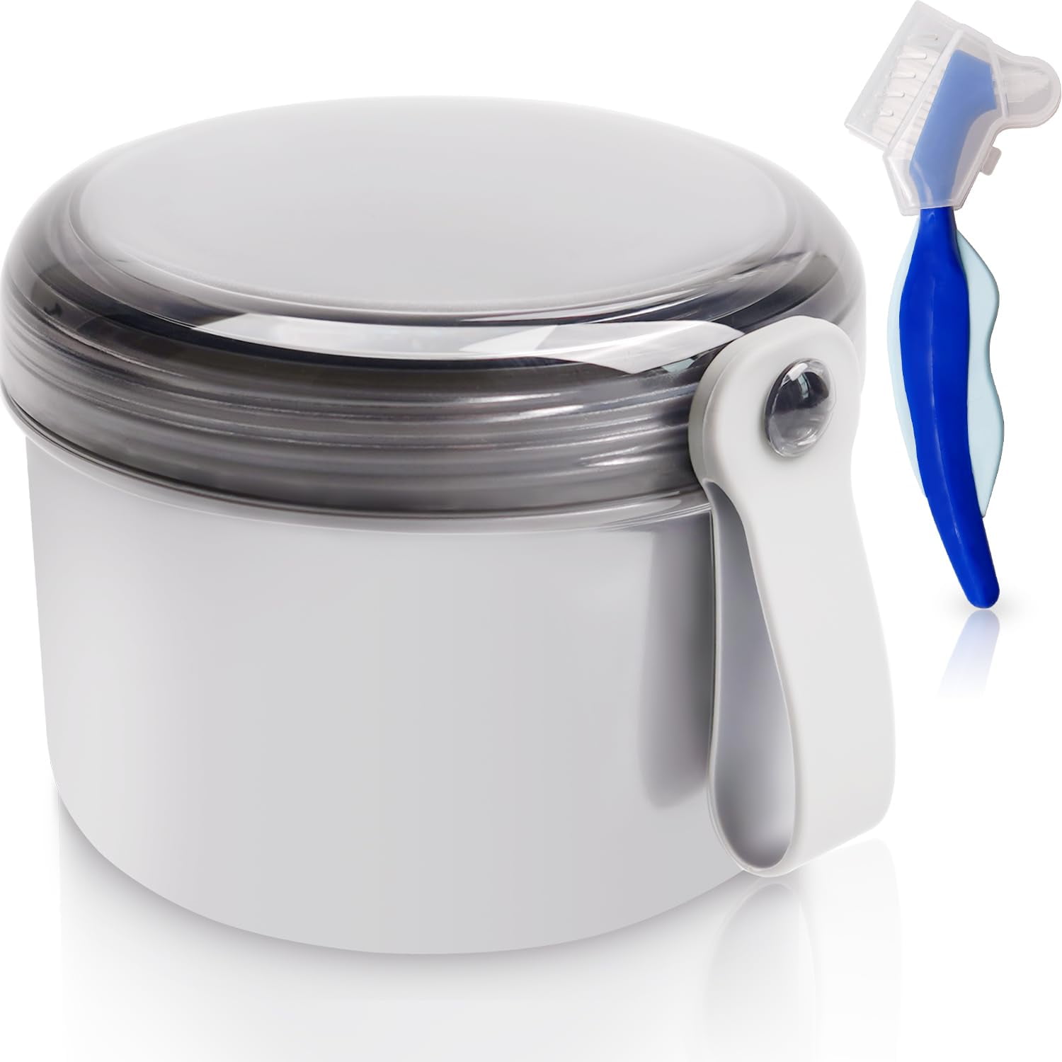 Denture Case with Denture Brush, Waterproof Denture Bath with Portable ...