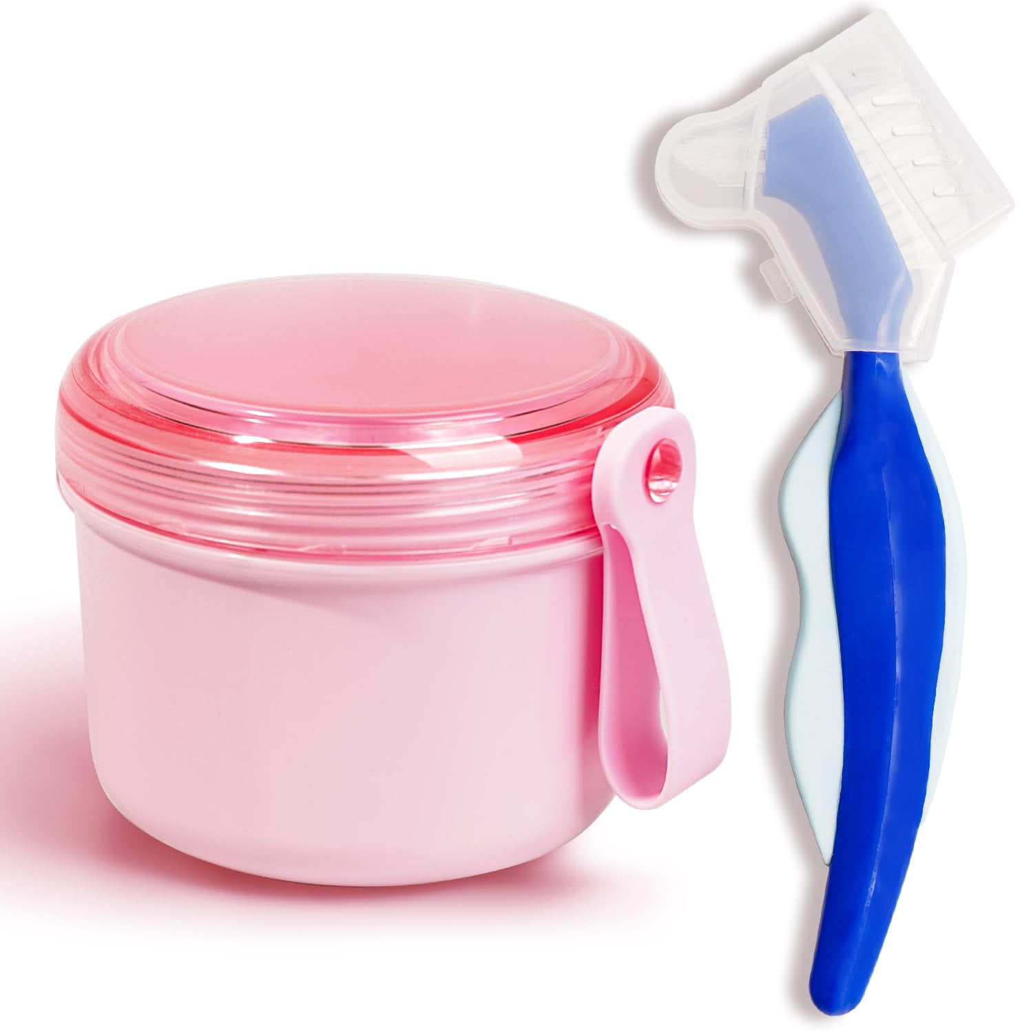 Denture Case with Denture Brush, Waterproof Denture Bath with Portable ...