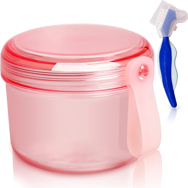 Denture Case with Denture Brush, Waterproof Denture Bath with Portable ...