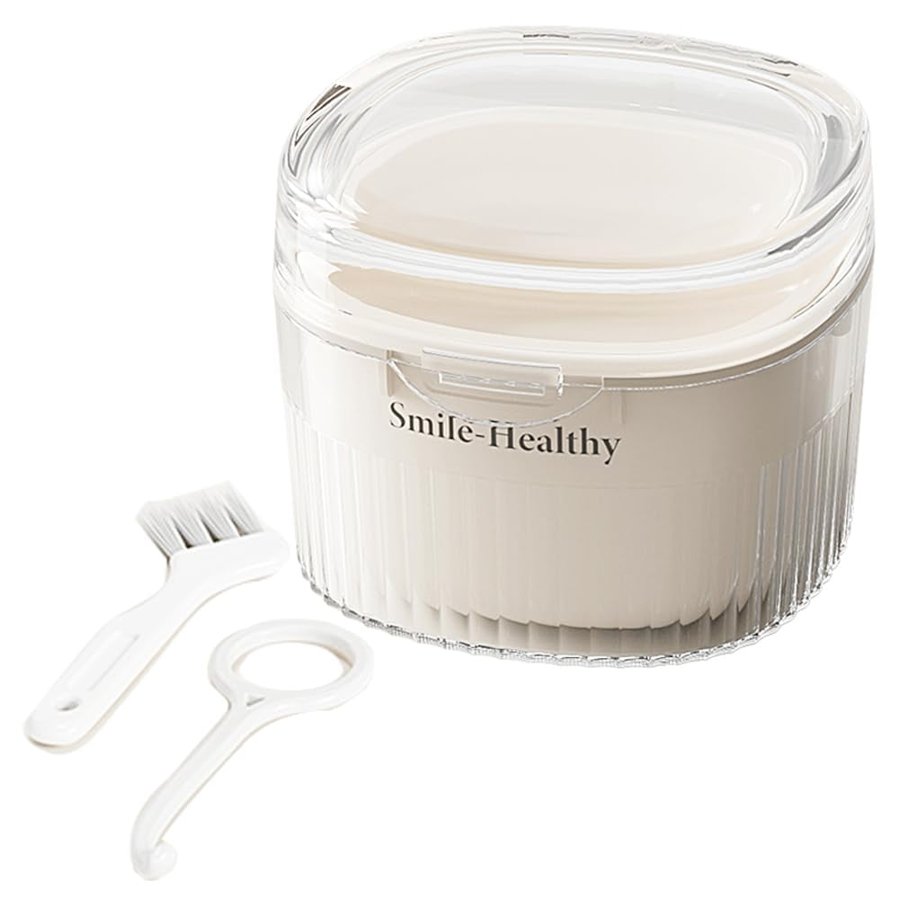 Denture Case Kit, Retainer TSF6 Cleaner Case with Cleaning Brush ...
