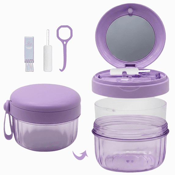 Denture Case, Leak Proof Denture Bath Cup for Travel, Large-Capacity ...