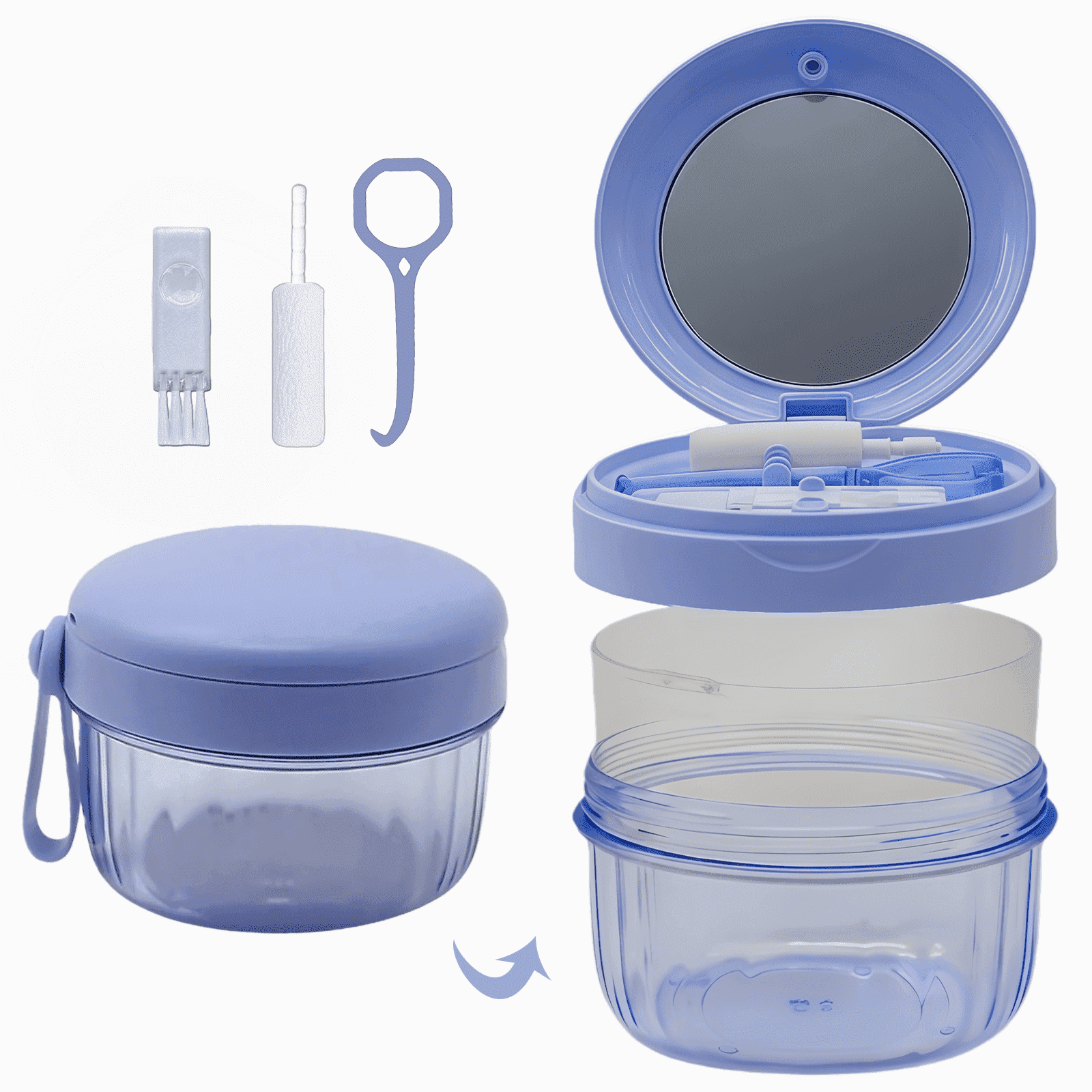 Denture Case, Leak Proof Denture Bath Cup for Travel, Large-Capacity ...