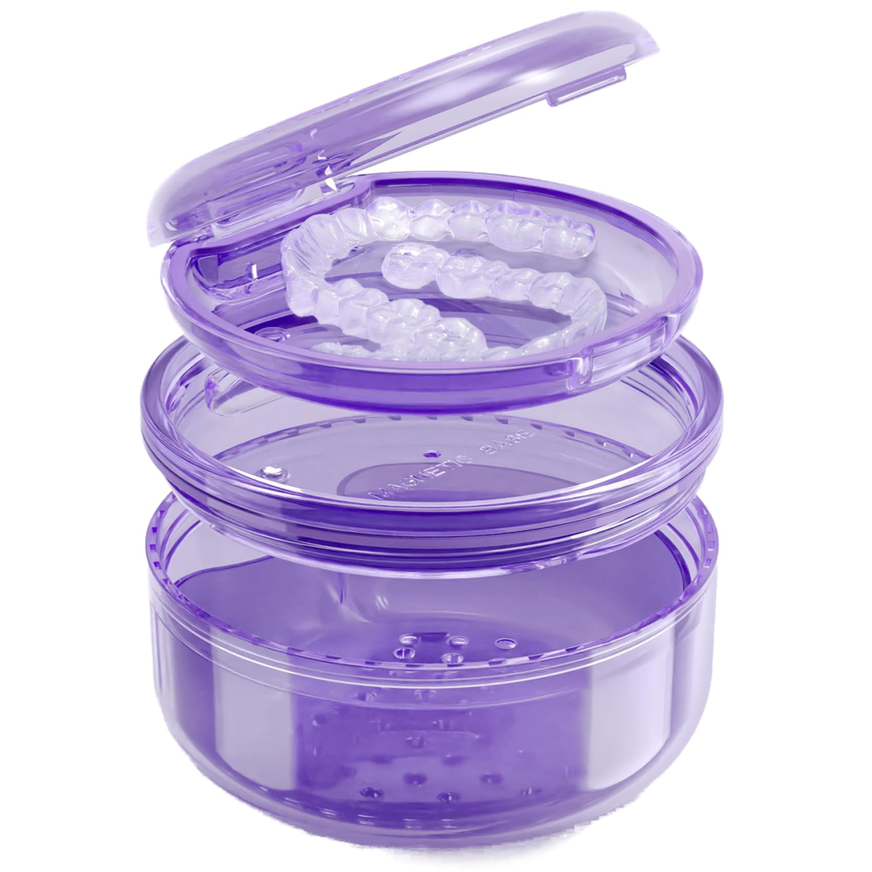 Denture Case, Mouth Guard Case, 2-in-1 Denture Retainer Cleaning Case ...