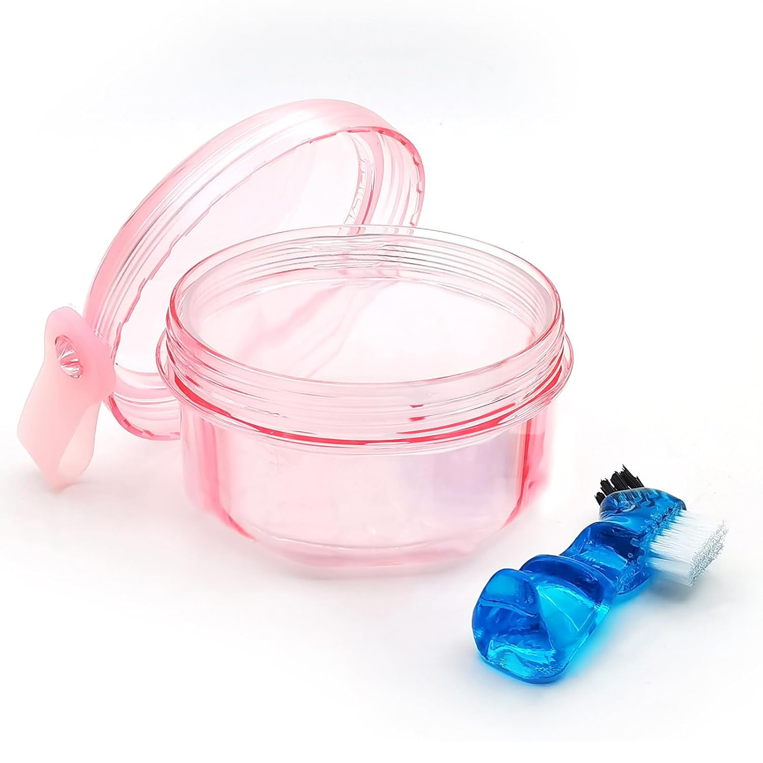 Denture Case and Retainer Cleaning Box with Brush, Denture Cup for ...