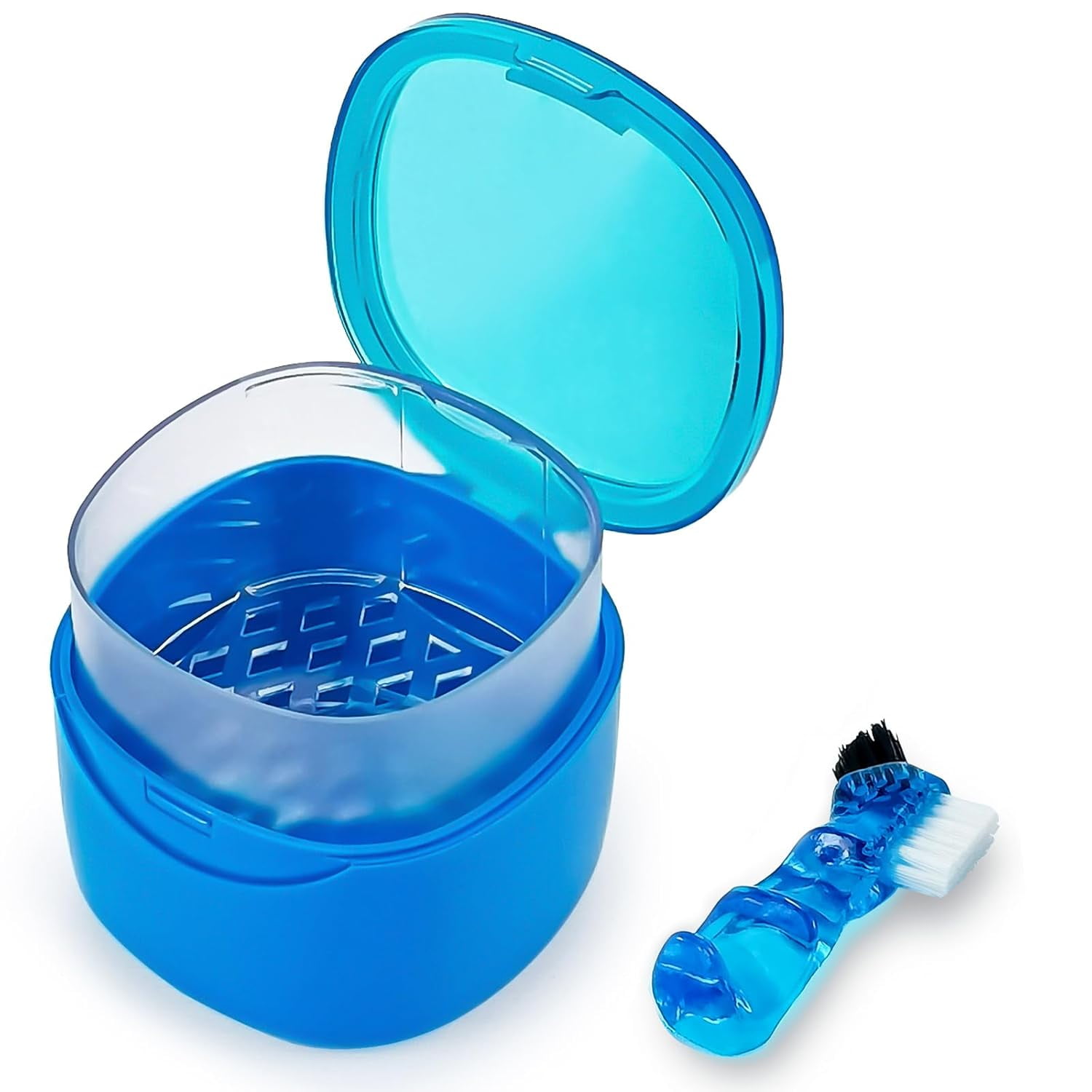 Denture Cleaning Case Dental Retainer Container Soaking Cup with Brush ...