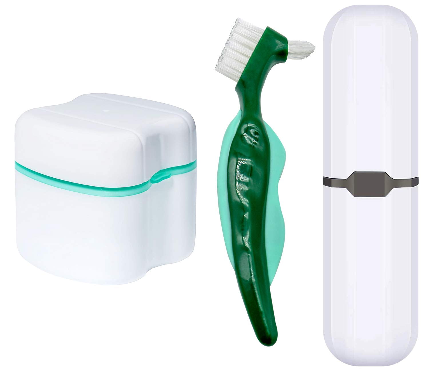 Denture Cleaning Kit, Denture Case,Denture Cups Bath, Hard Toothbrush ...