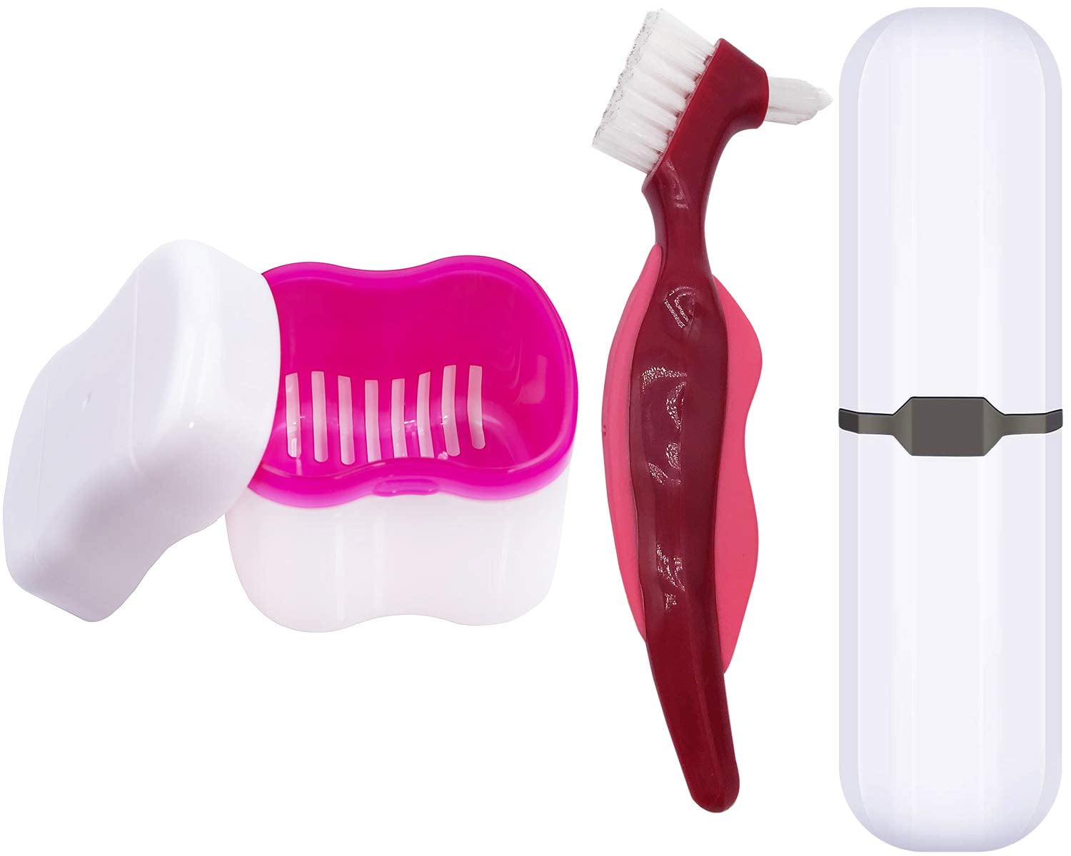 Denture Cleaning Kit, Denture Case,Denture Cups Bath, Hard Toothbrush ...