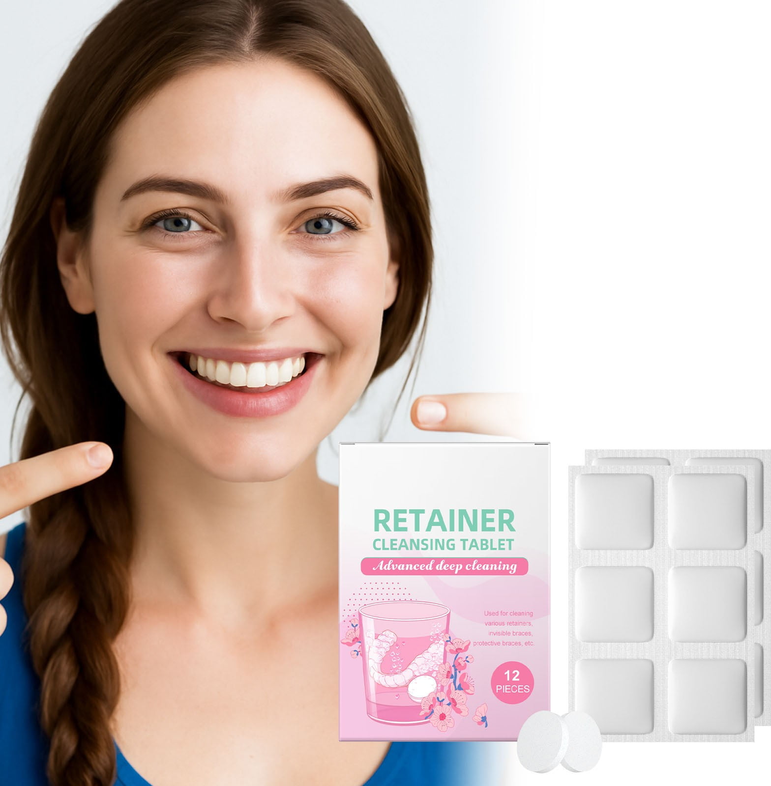 Denture Cleaning Tablets, 12 Count, Effervescent Tablets for Deep ...