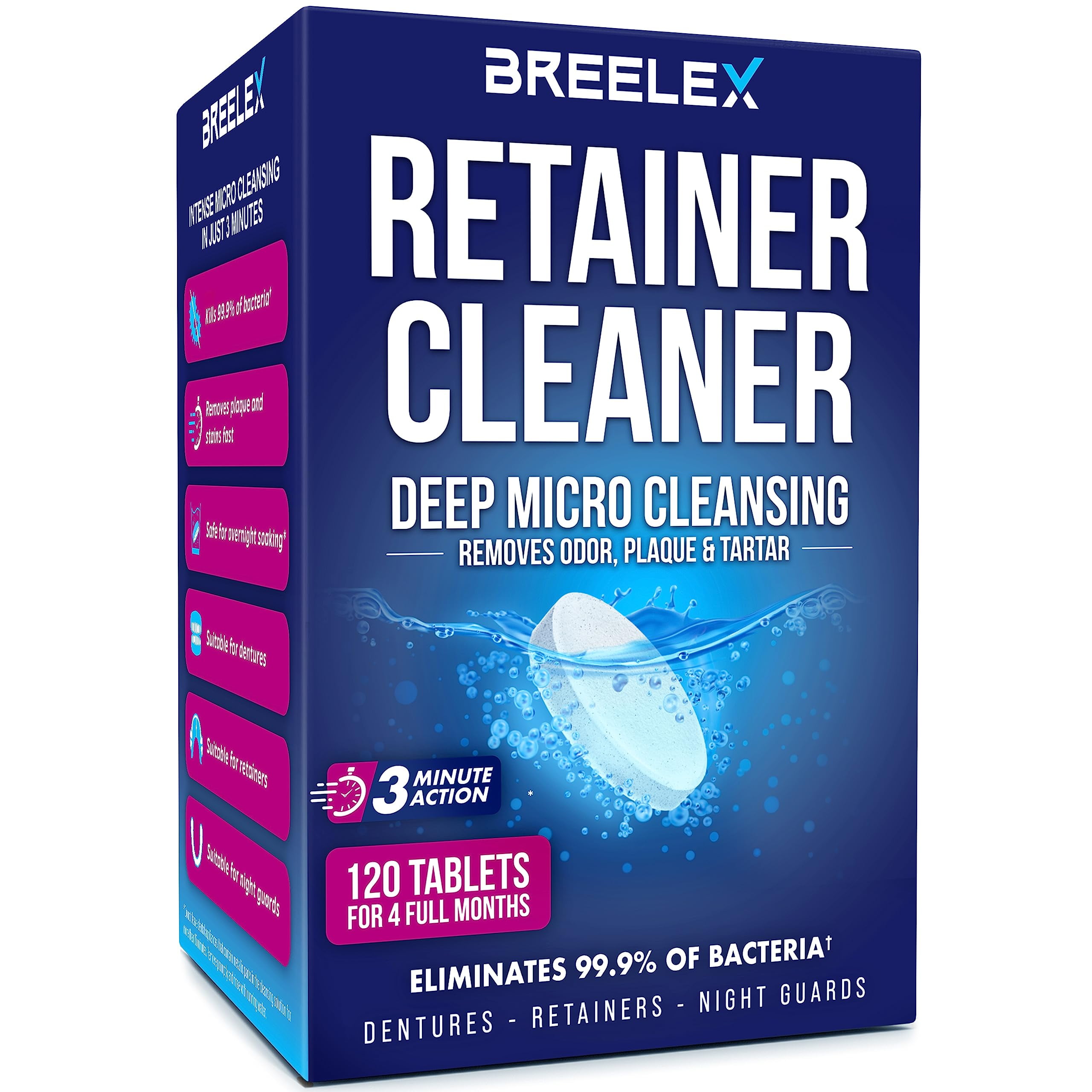 Denture Cleaning Tablets - 120 Retainer Cleaner Tablets for Aligner ...