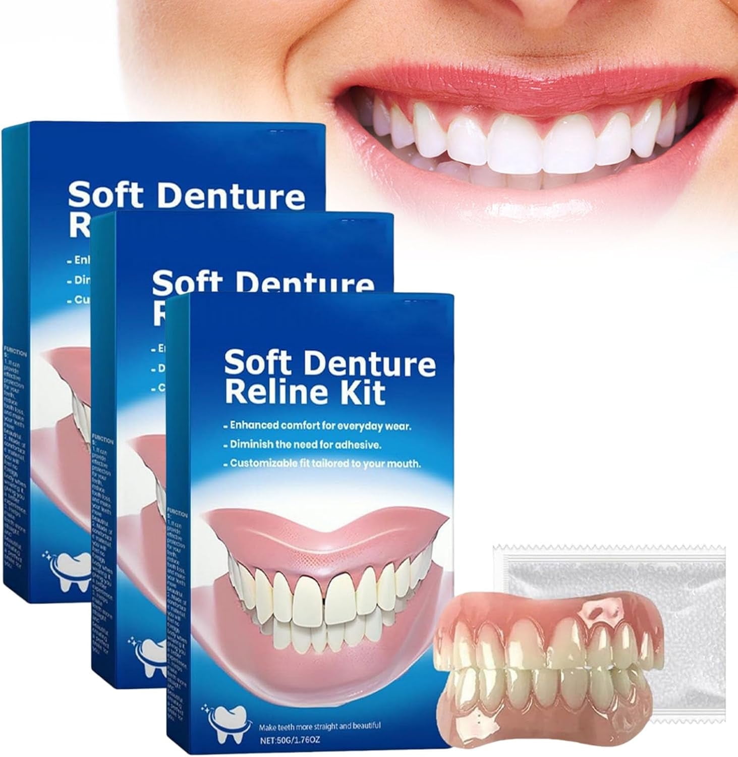 Denture Silicone Reline Kit, Soft Denture Silicone Reline Kit, Easy Use ...