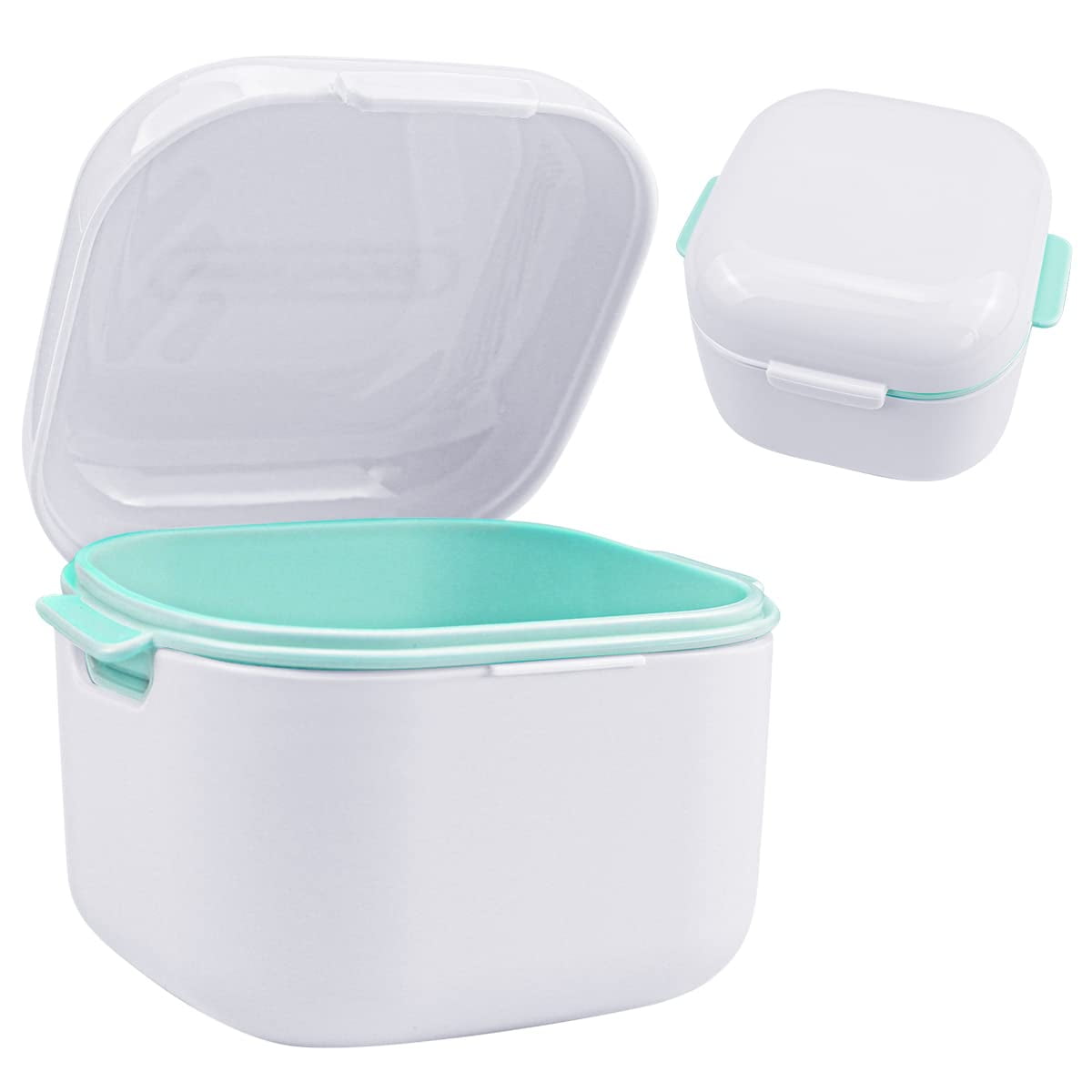 Denture Soak Container, Portable STF9 Denture Bath Box Cup, No-Leak ...