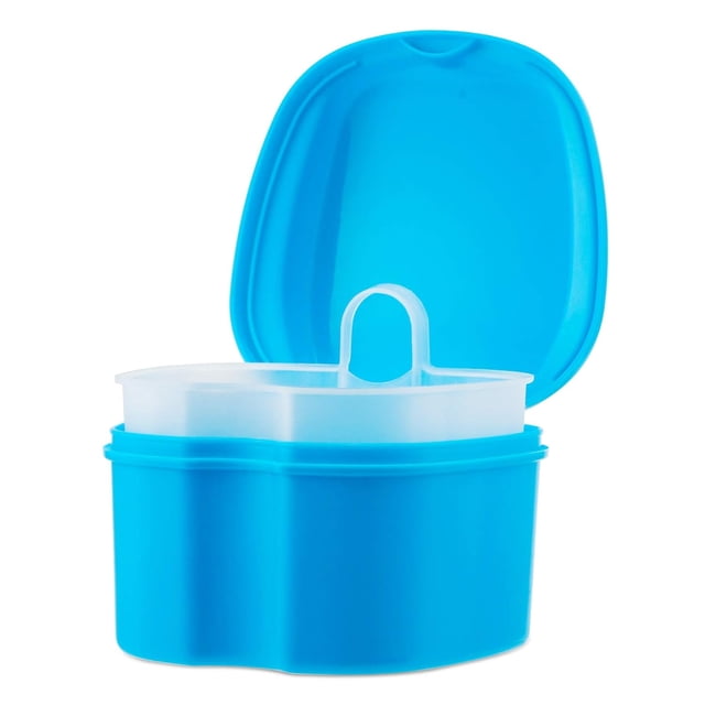 Denture Soaking Cup Dental Retainer Case Cleaning with Strainer Basket ...