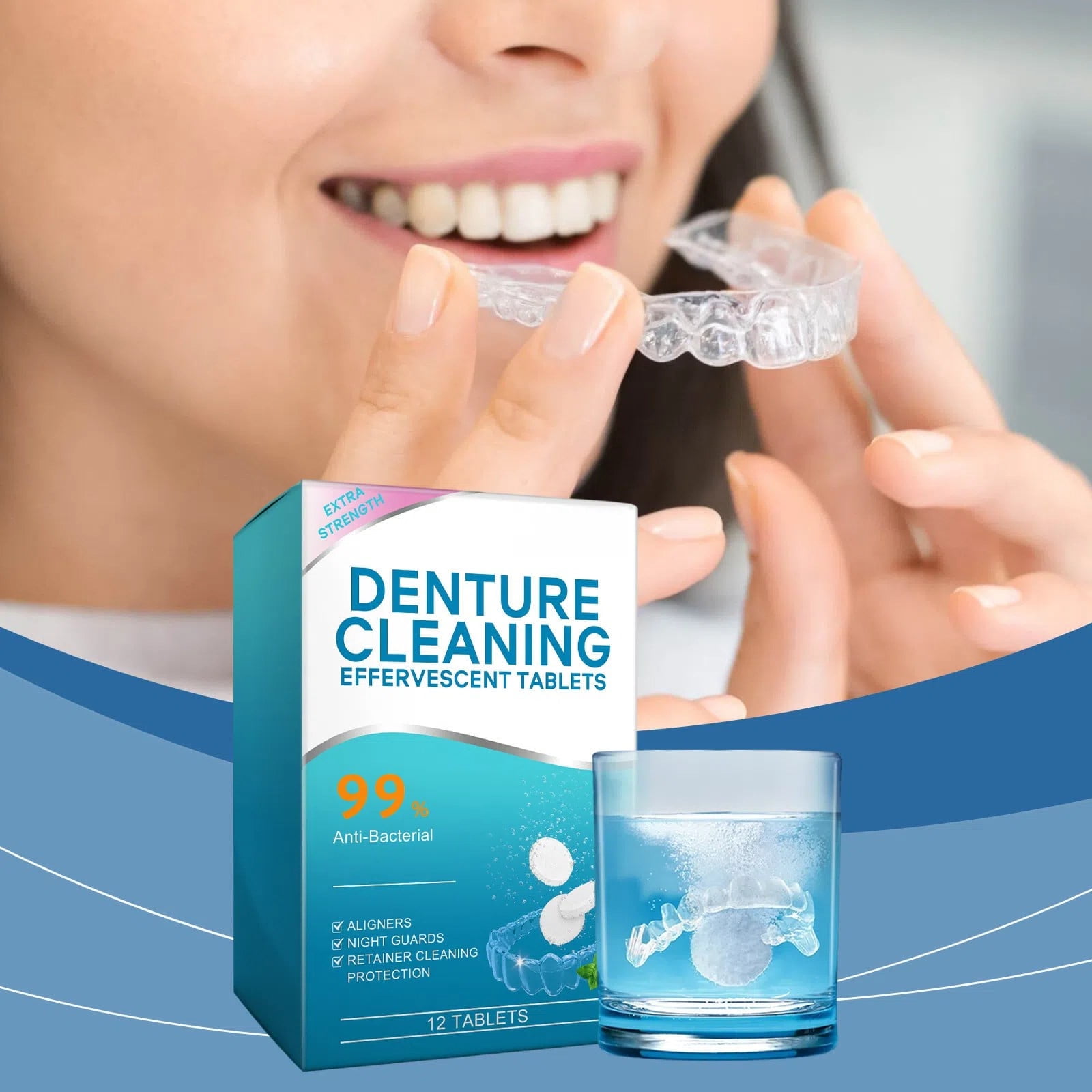 Denture cleaning effervescent tablets gently clean denture stains ...