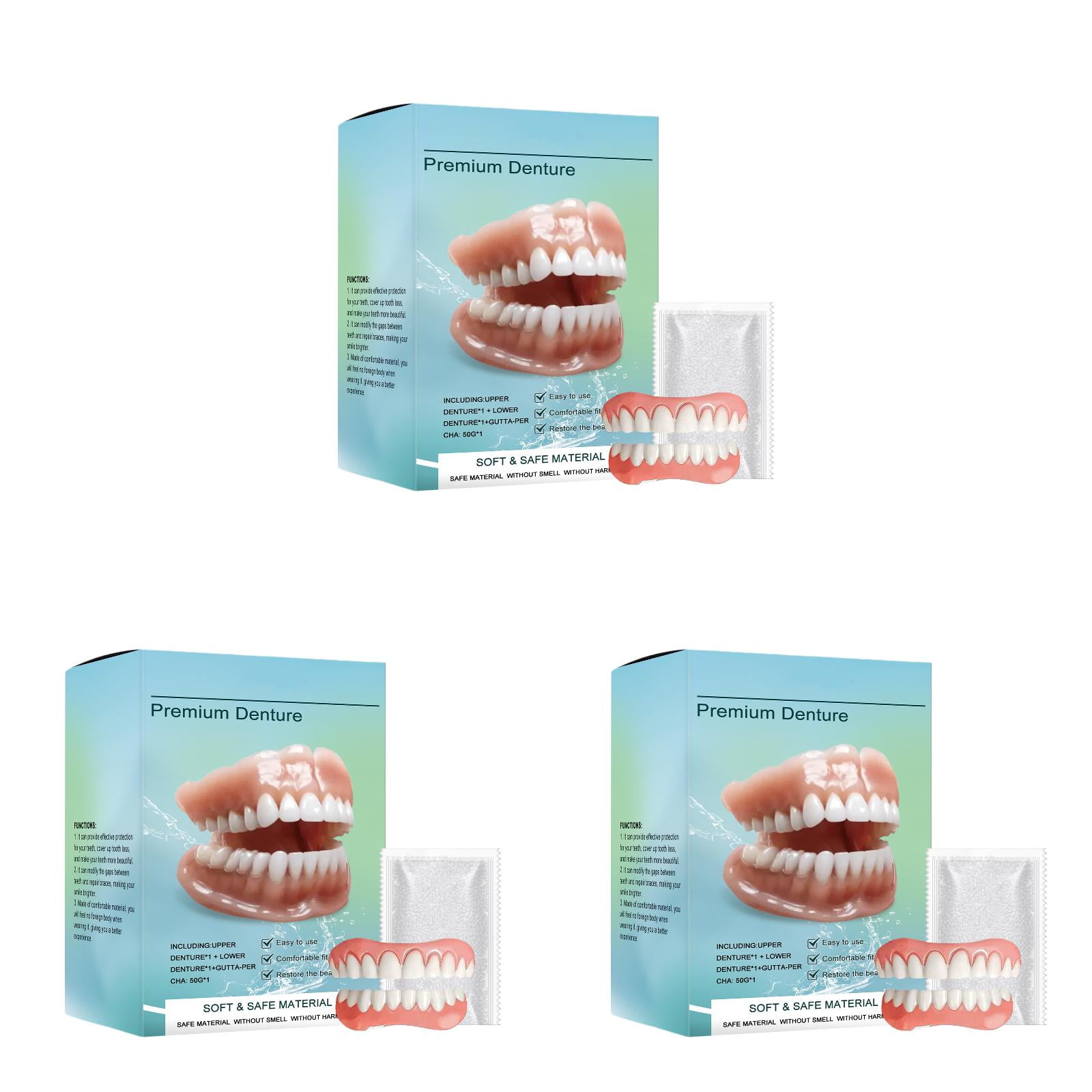 Dentures Kit, Silicone Denture Set, Adjustable Upper and Lower Denture ...